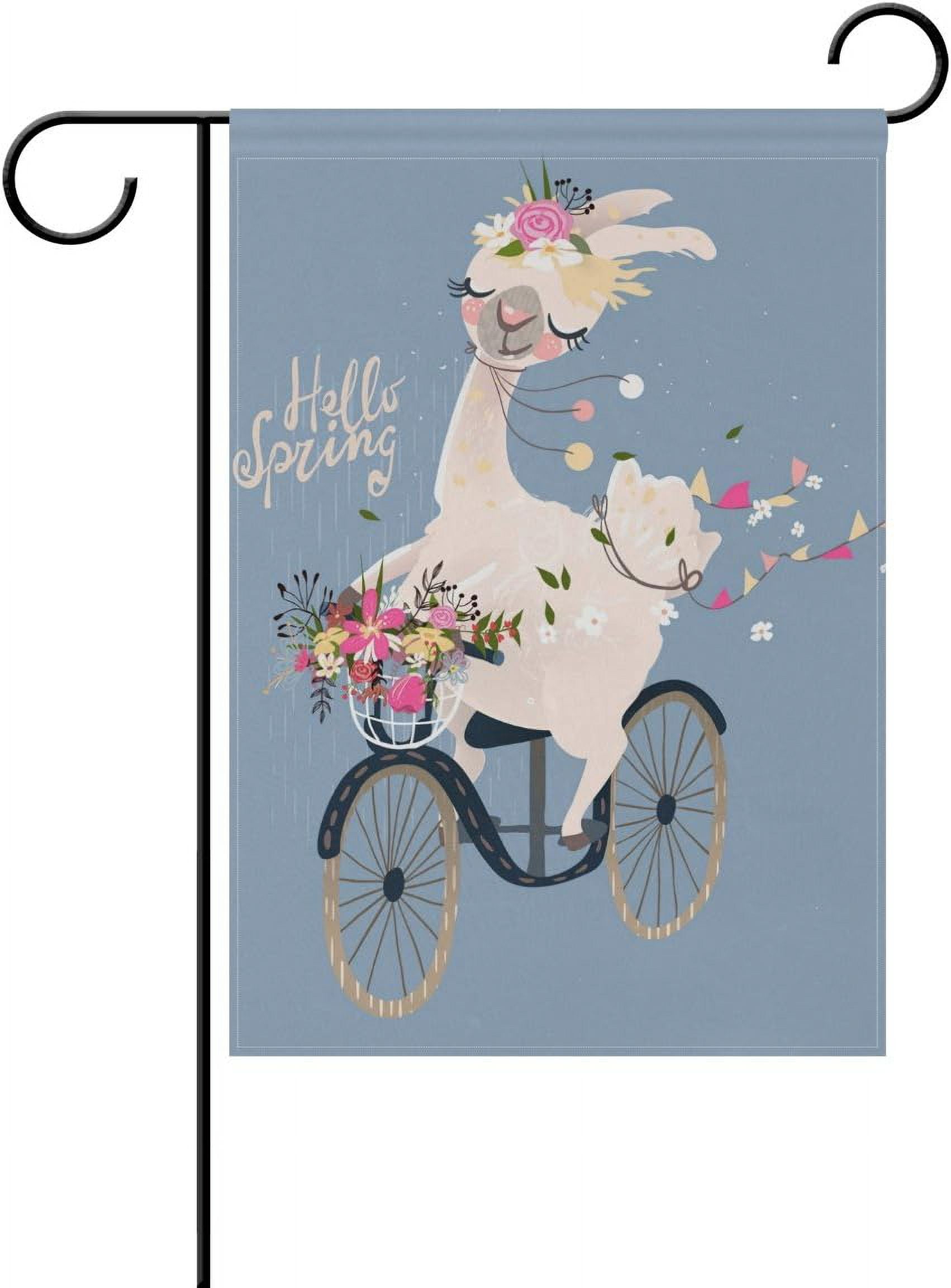 GZHJMY Cooper Girl Hello Spring Cartoon Lama Garden Flag Yard Banner ...