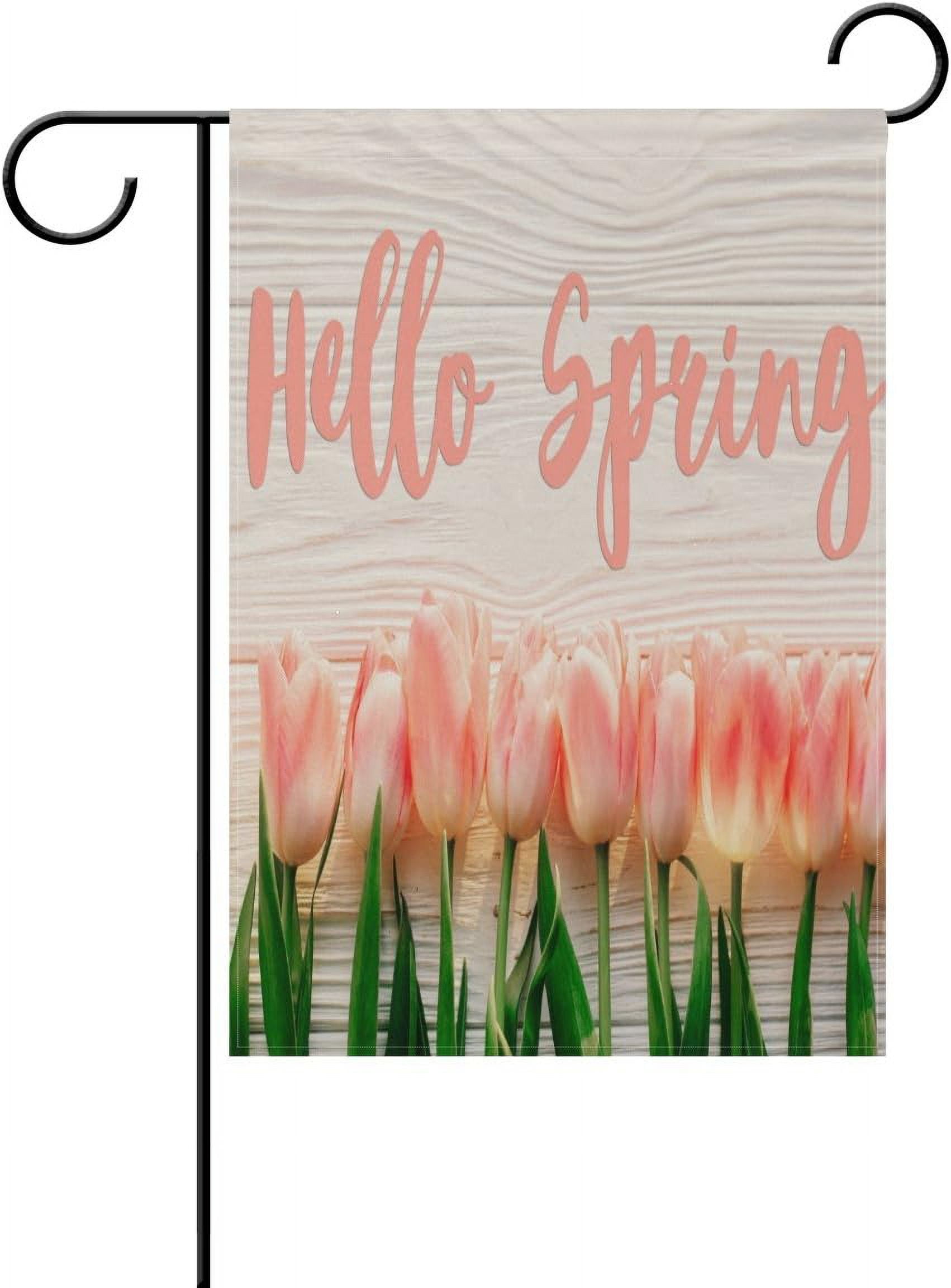 GZHJMY Cooper Girl Hello Spring Tulip Background Garden Flag Yard ...