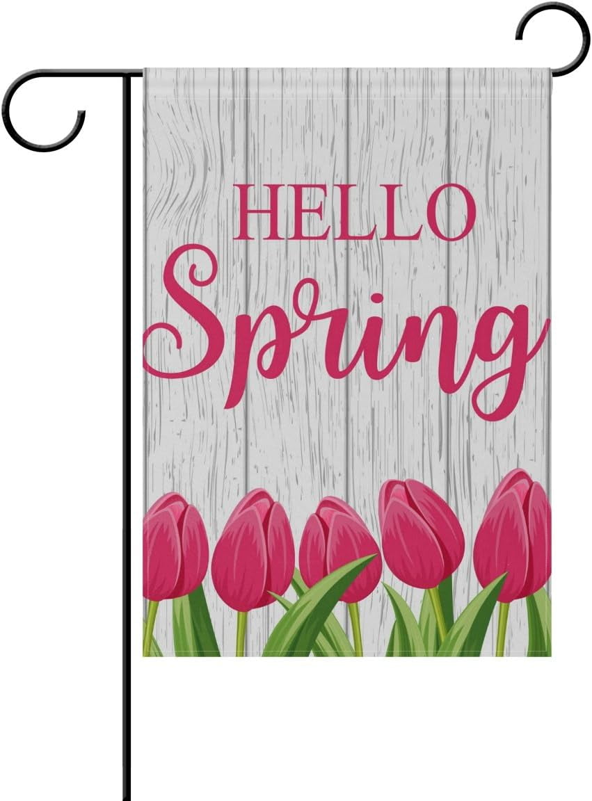 GZHJMY Cooper Girl Hello Spring Tulip Garden Flag Yard Banner Polyester ...