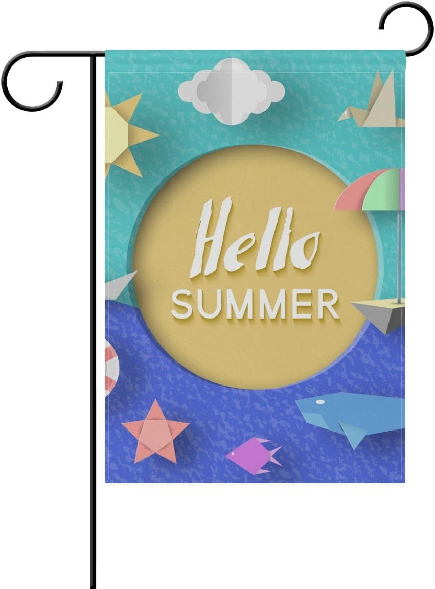 GZHJMY Cooper Girl Hello Summer Paper Applique Garden Flag Yard Banner ...