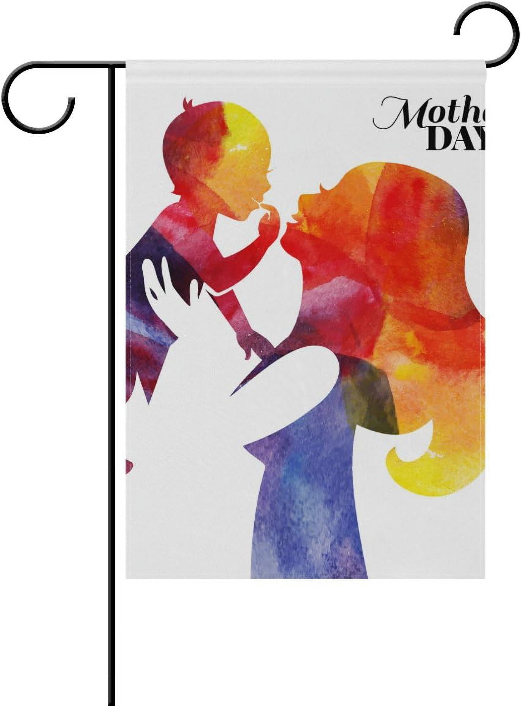 GZHJMY Cooper Girl Watercolor Mother Silhouette with Baby Garden Flag ...