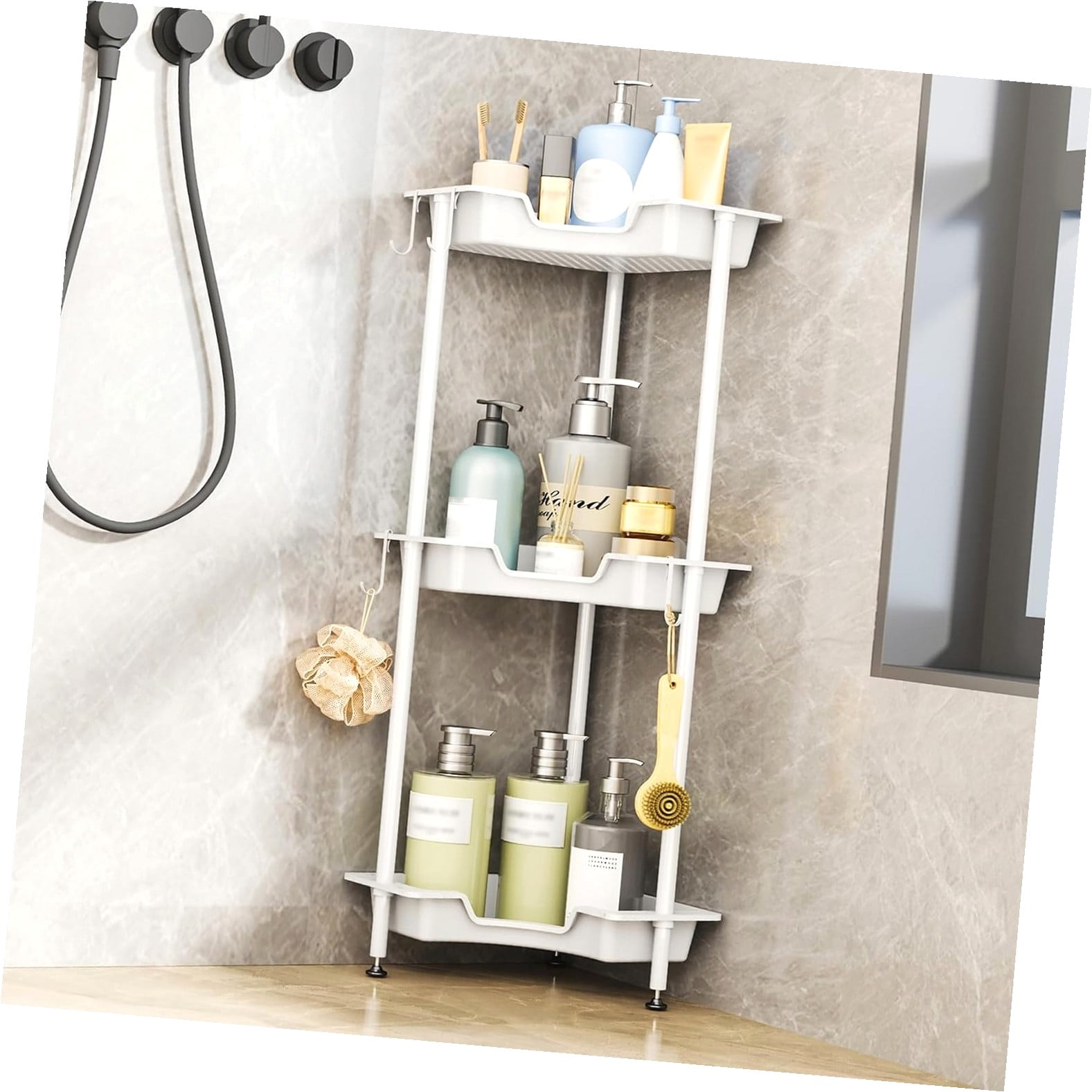 GZHJMY Corner Shower Caddy Standing 3 Tier Floor Standing Shower ...