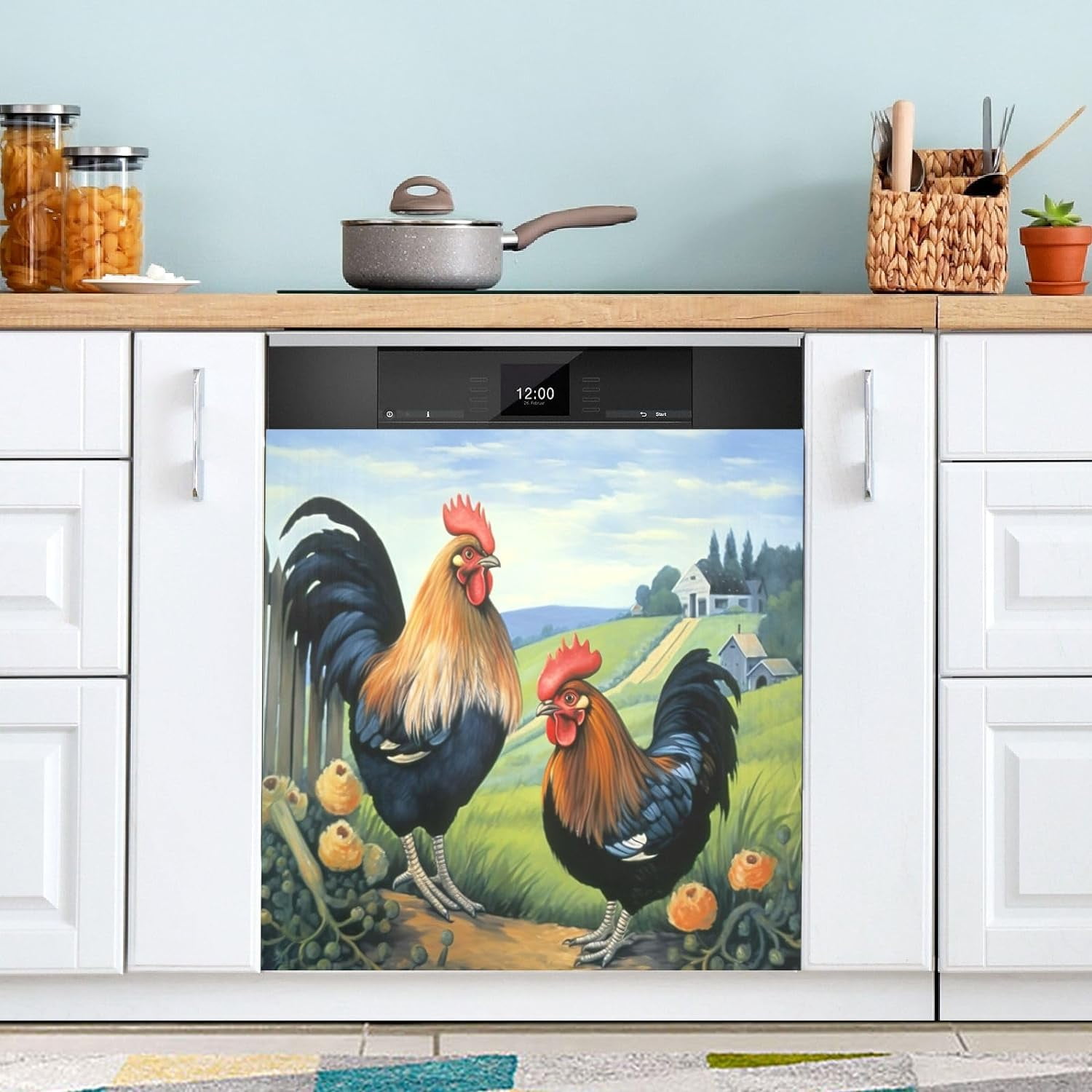 GZHJMY Country Rooster Dishwasher Magnet Cover Dishwasher Front Door ...