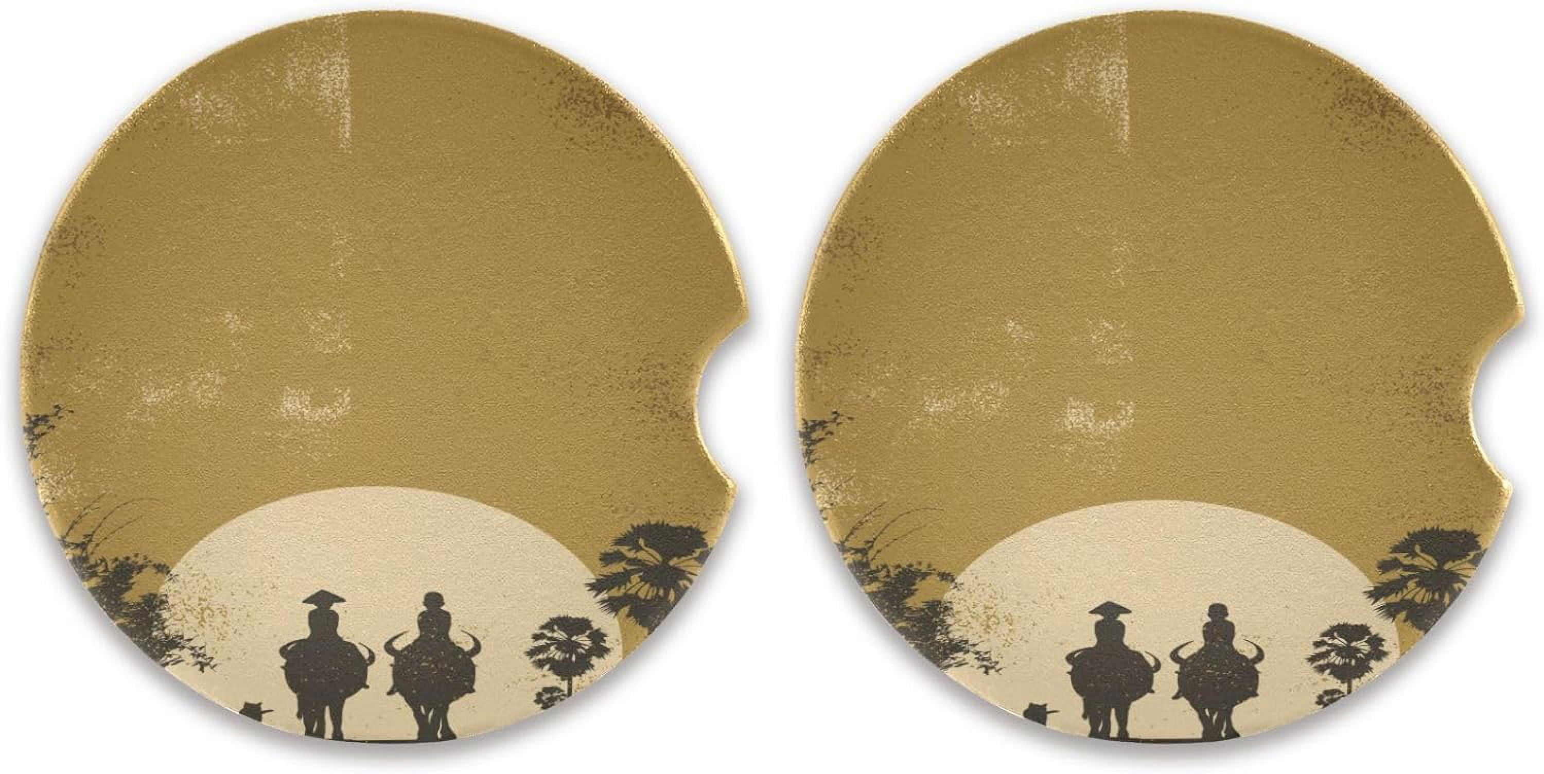 GZHJMY Countryside Car Cup Holder Coaster Anti Slip Car Coasters Drink ...