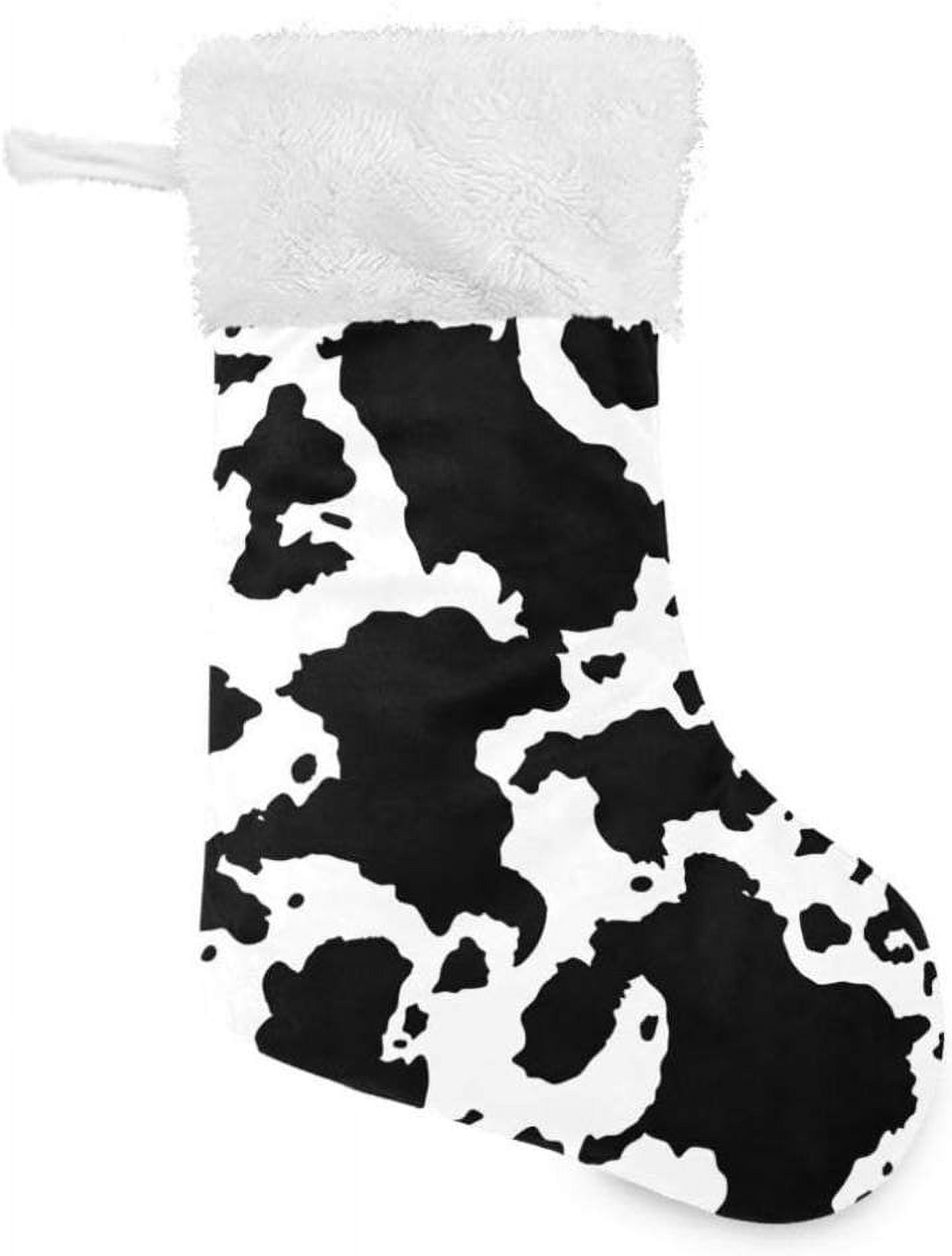 GZHJMY Cow Print Christmas Stocking, Personalized Large Candy Stocking ...