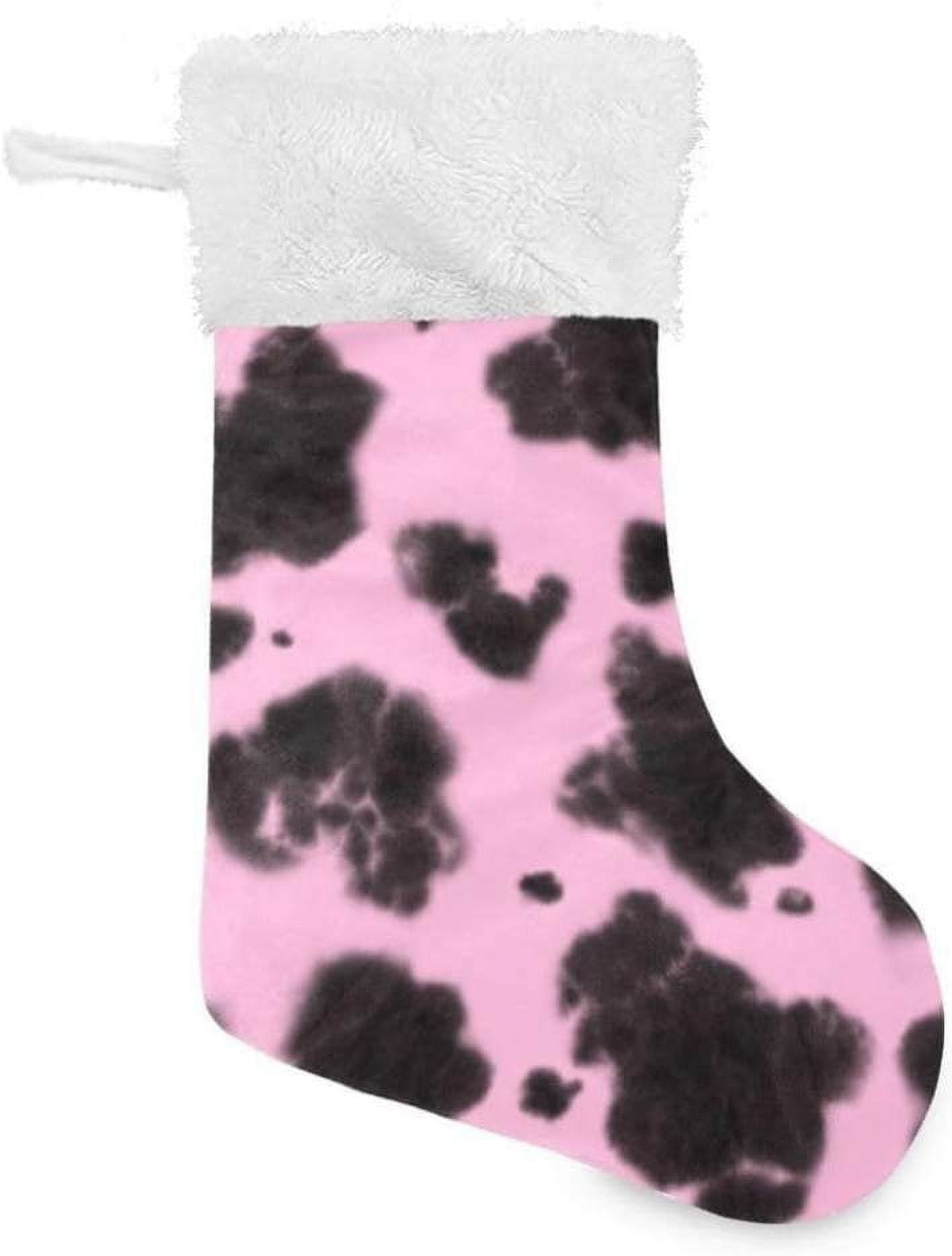 GZHJMY Cow Print Christmas Stocking, Personalized Large Candy Stocking ...