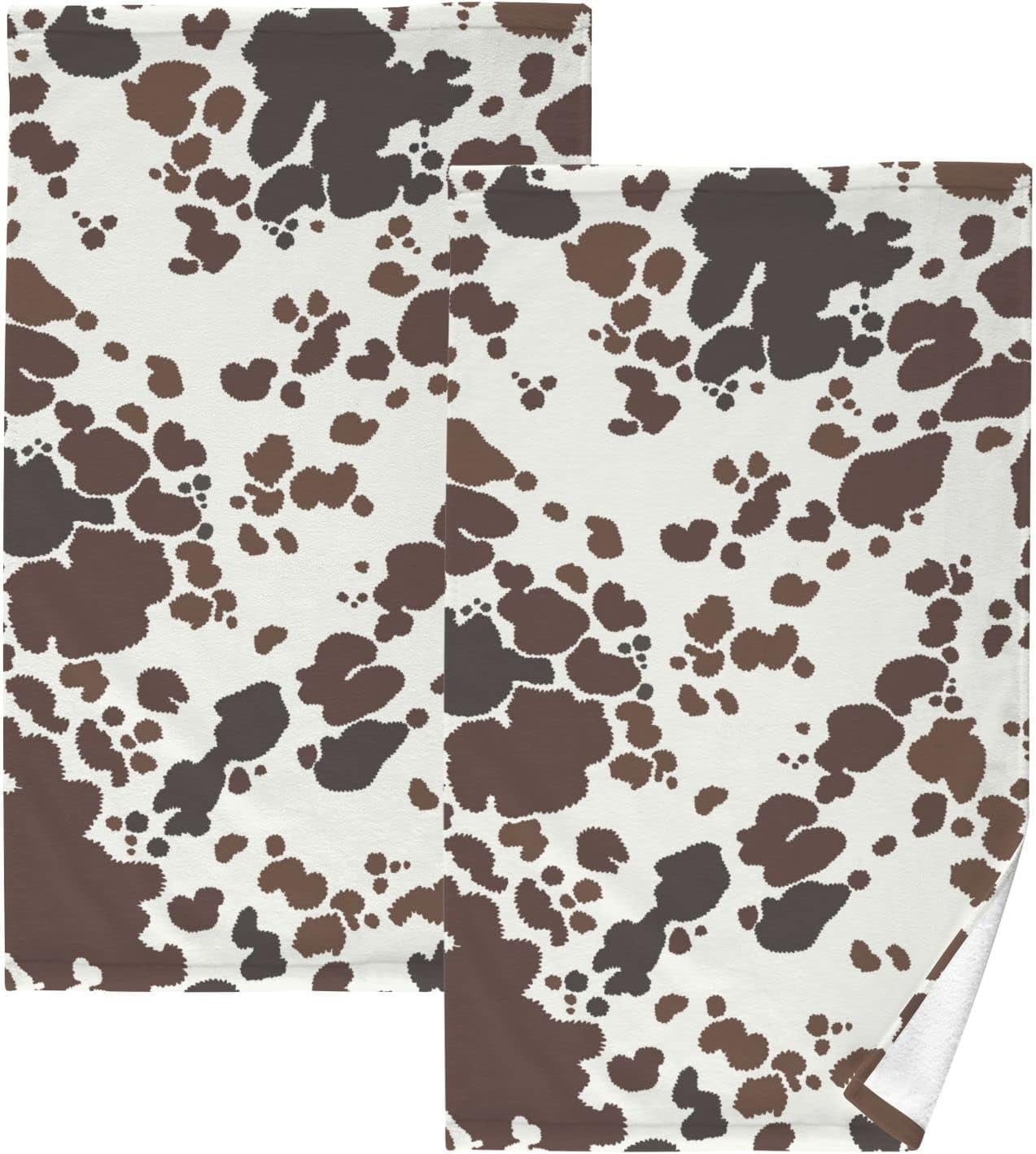 GZHJMY Cow Print Cotton Hand Towel Set of 2, Highly Absorbent Soft ...