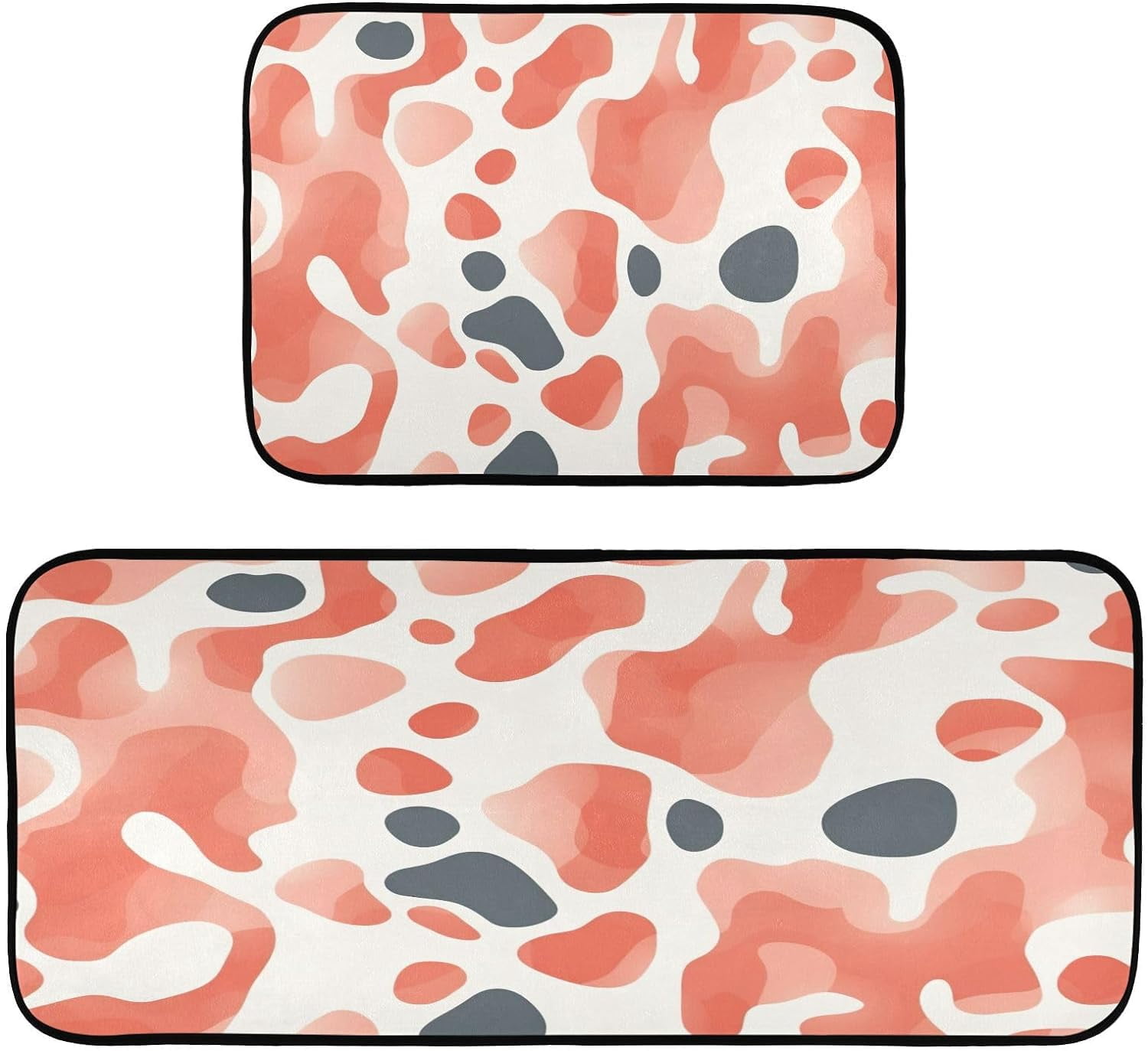 GZHJMY Cow Print Kitchen Rug Set of 2 Non Slip Washable Cushioned Anti ...