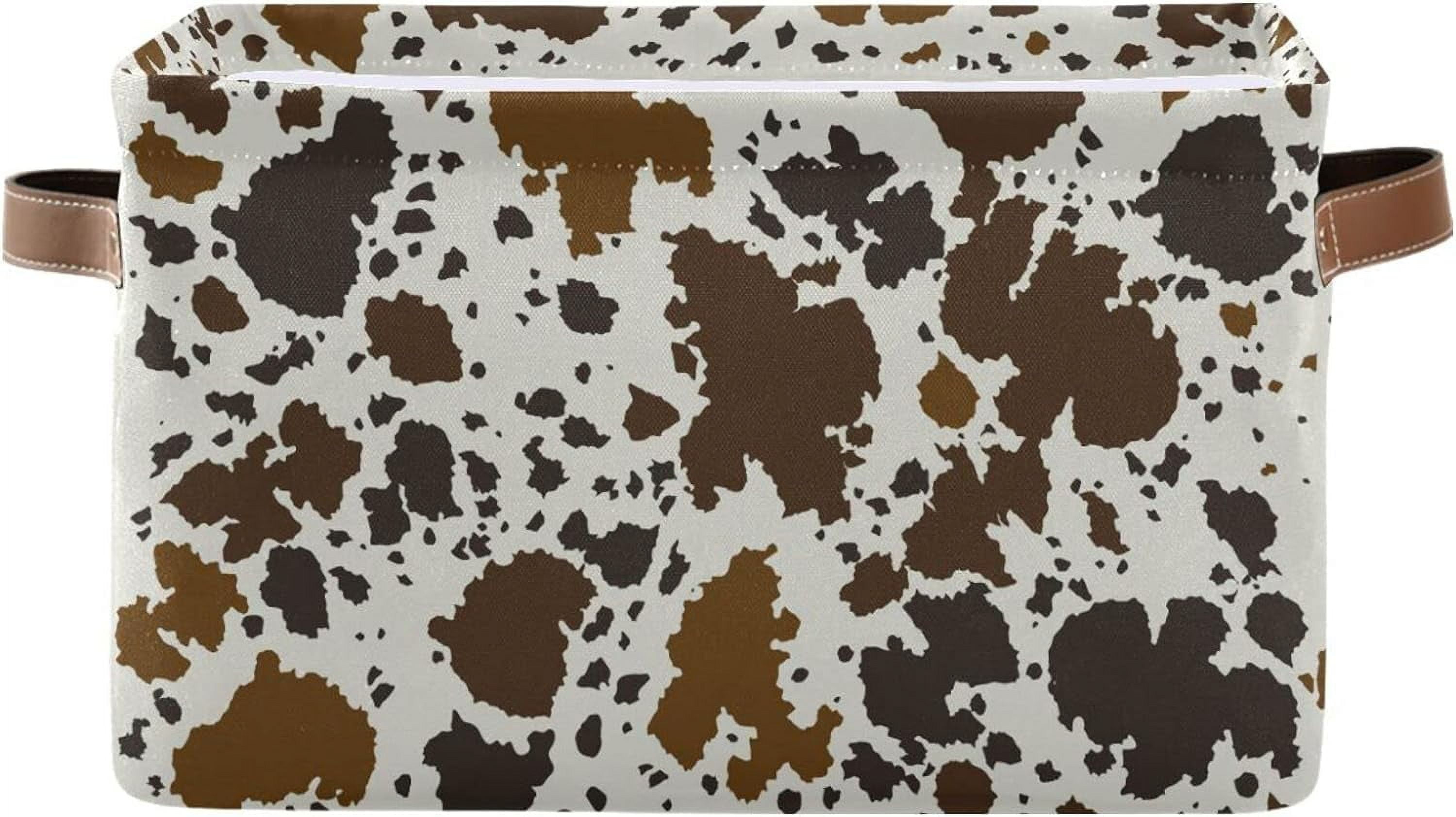 GZHJMY Cow Print Storage Bin Collapsible Canvas Storage Basket Closet ...