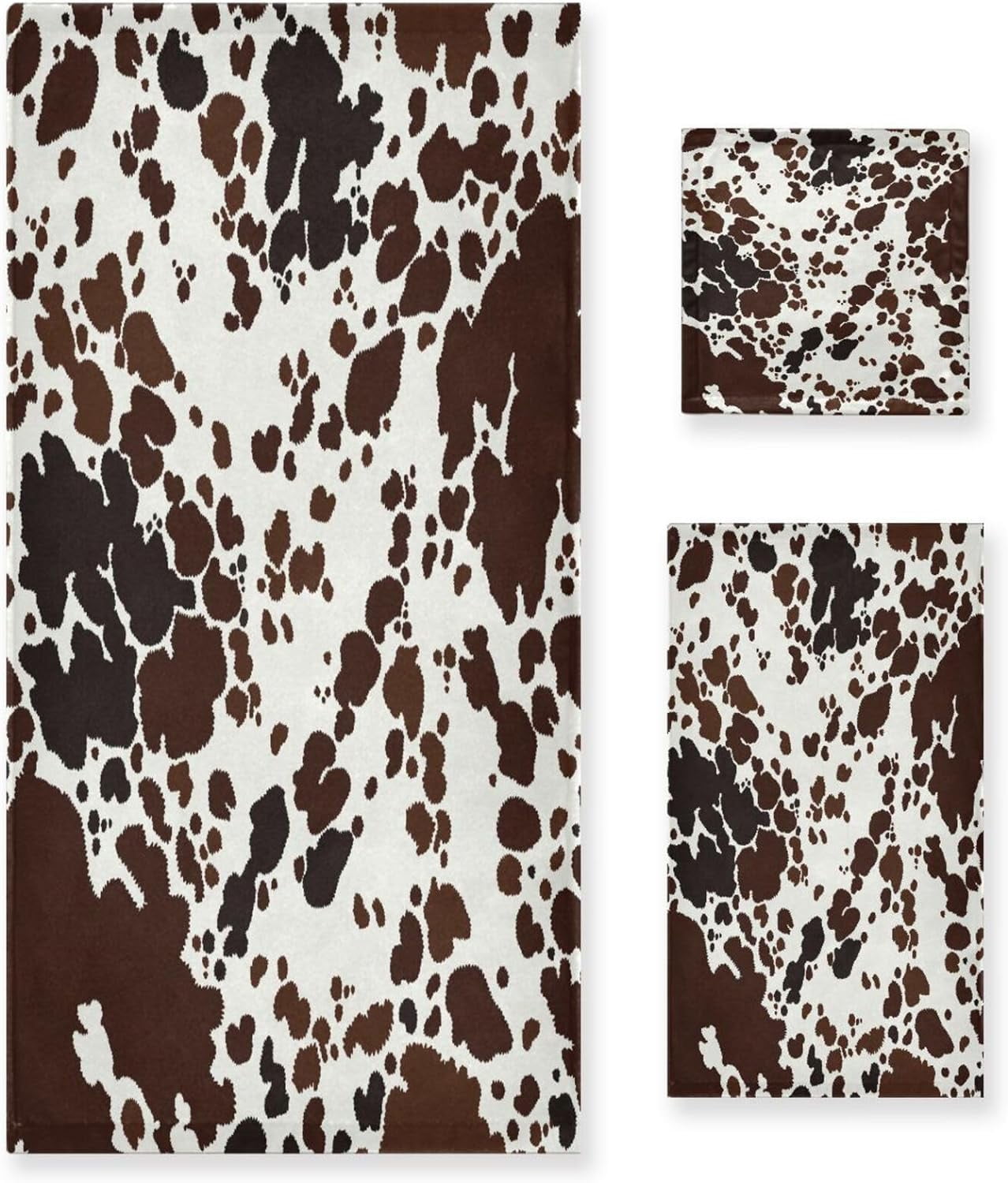 GZHJMY Cow Print Towel Set of 3, Highly Absorbent Soft Towels with Bath ...