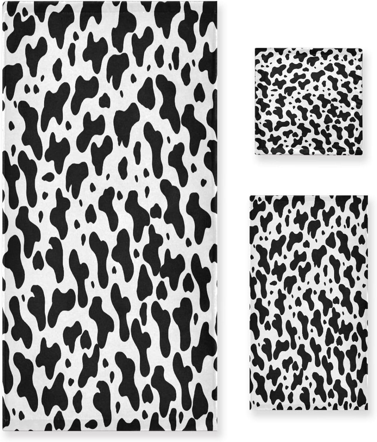 GZHJMY Cow Print Towel Set of 3, Highly Absorbent Soft Towels with Bath ...