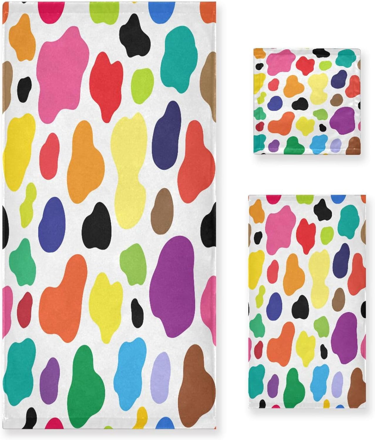 GZHJMY Cow Print Towel Set of 3, Highly Absorbent Soft Towels with Bath ...