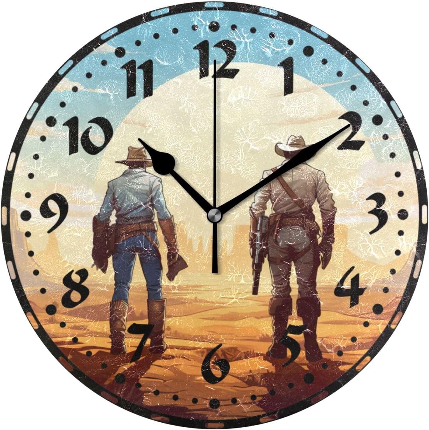 GZHJMY Cowboys Pattern Wall Clock, Silent Non Ticking 10 Inch Battery ...