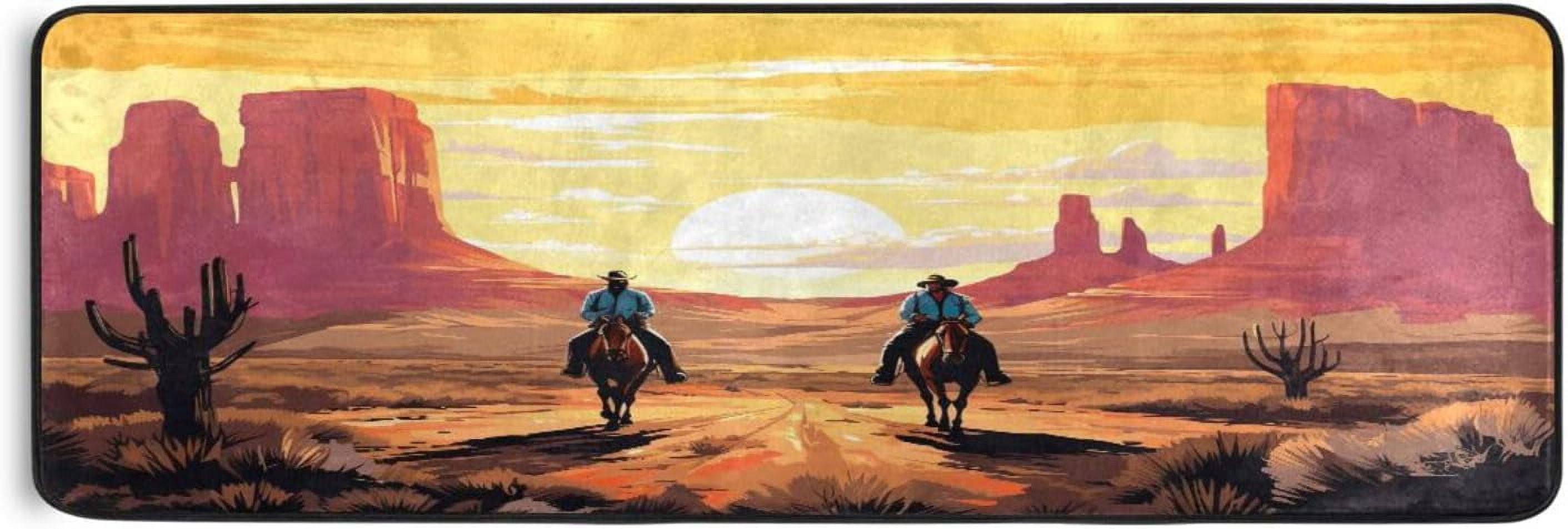 GZHJMY Cowboys Riding Horses Area Rug - 2' x 6' Washable Runner Rugs ...