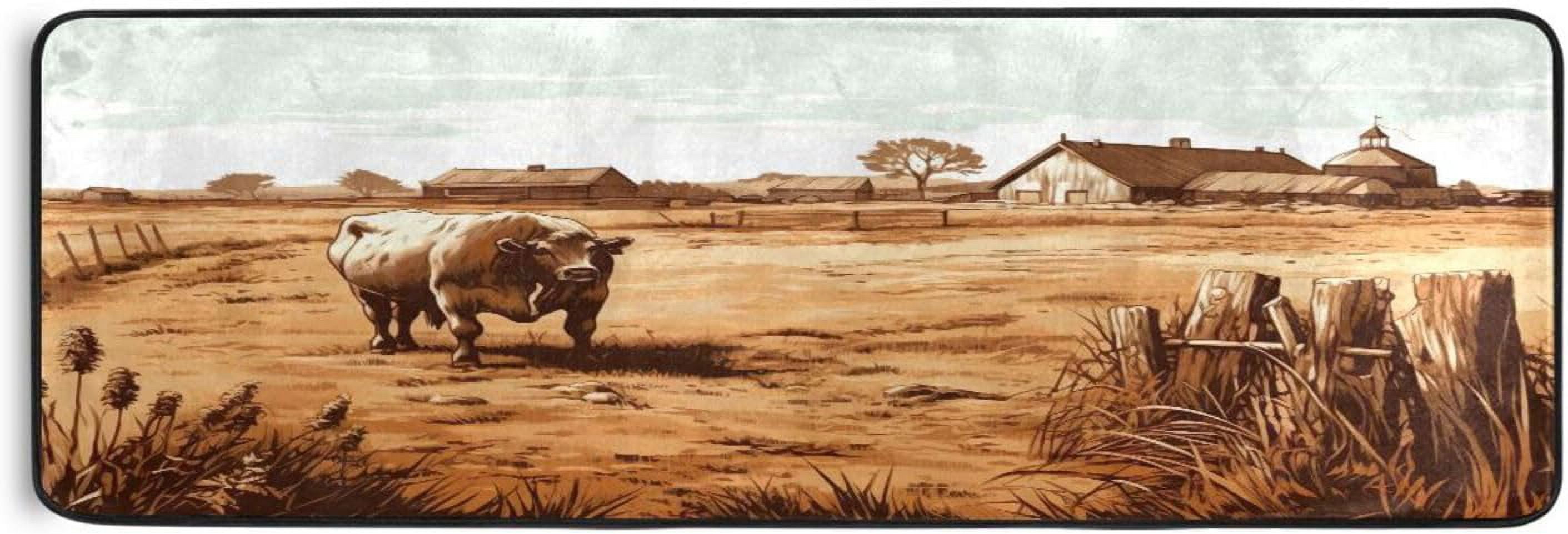 GZHJMY Cows in Countryside Area Rug - 2' x 6' Washable Runner Rugs with ...