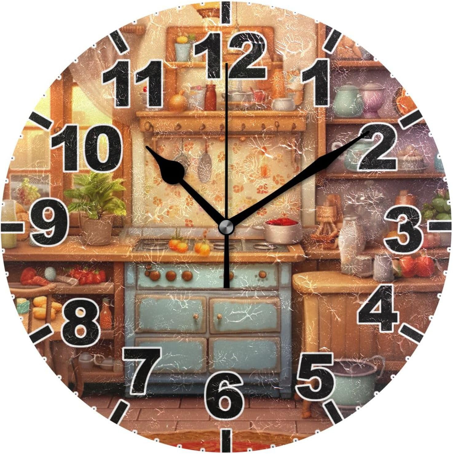GZHJMY Cozy Kitchen Round Wall Clock, Battery Operated Silent Non ...