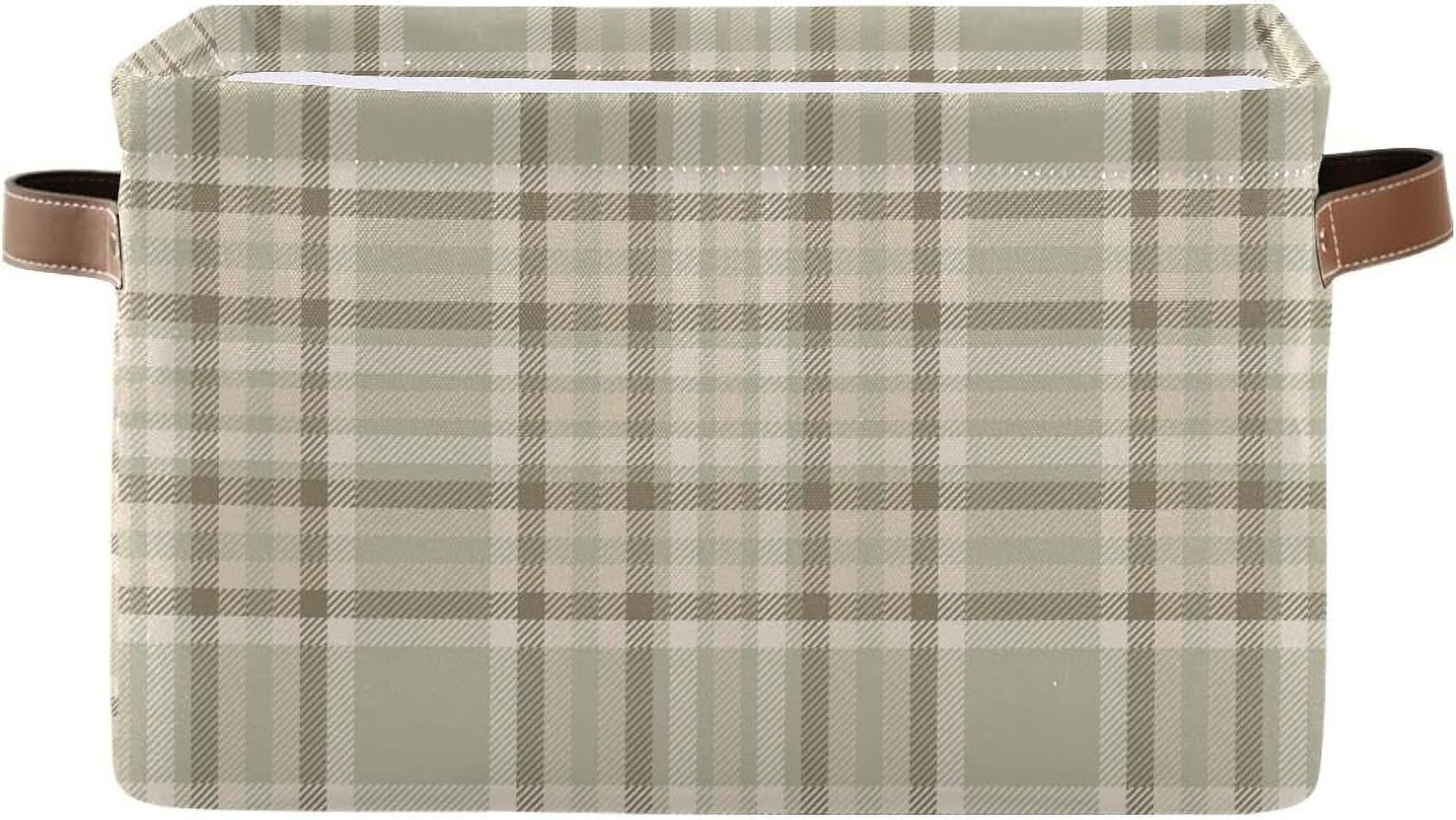 GZHJMY Cream Beige Plaid Tartan Square Storage Basket Storage Bins ...