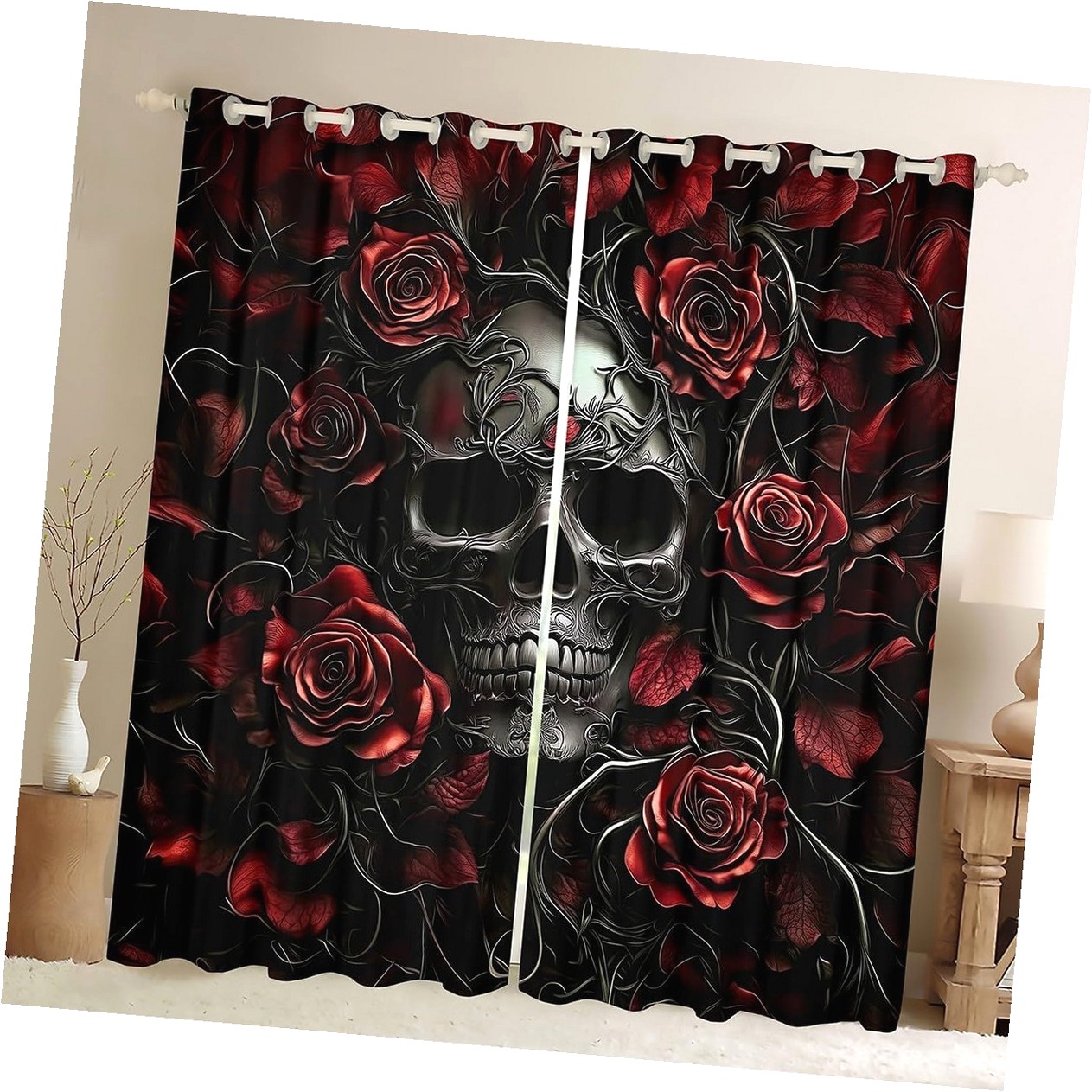 GZHJMY Curtains 52"x63", Floral Window Curtains Drapes Boys Girls Teens ...