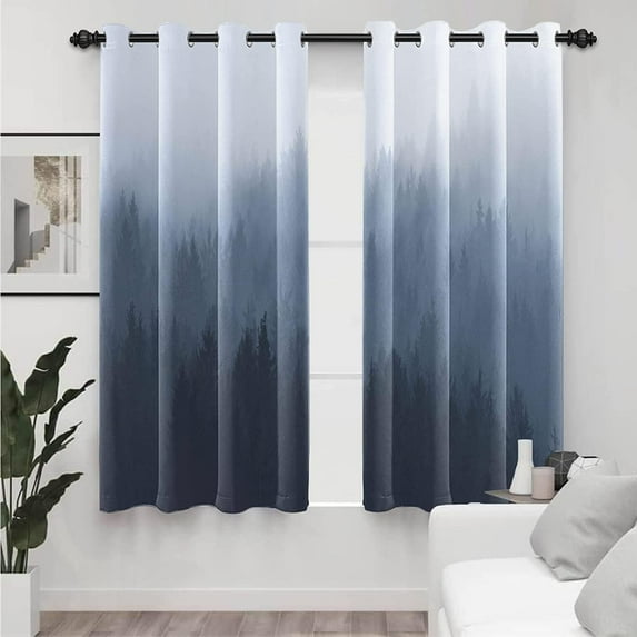 GZHJMY Curtains for Bedroom Navy Blue Ombre Window Drapes 2 Panels Room ...