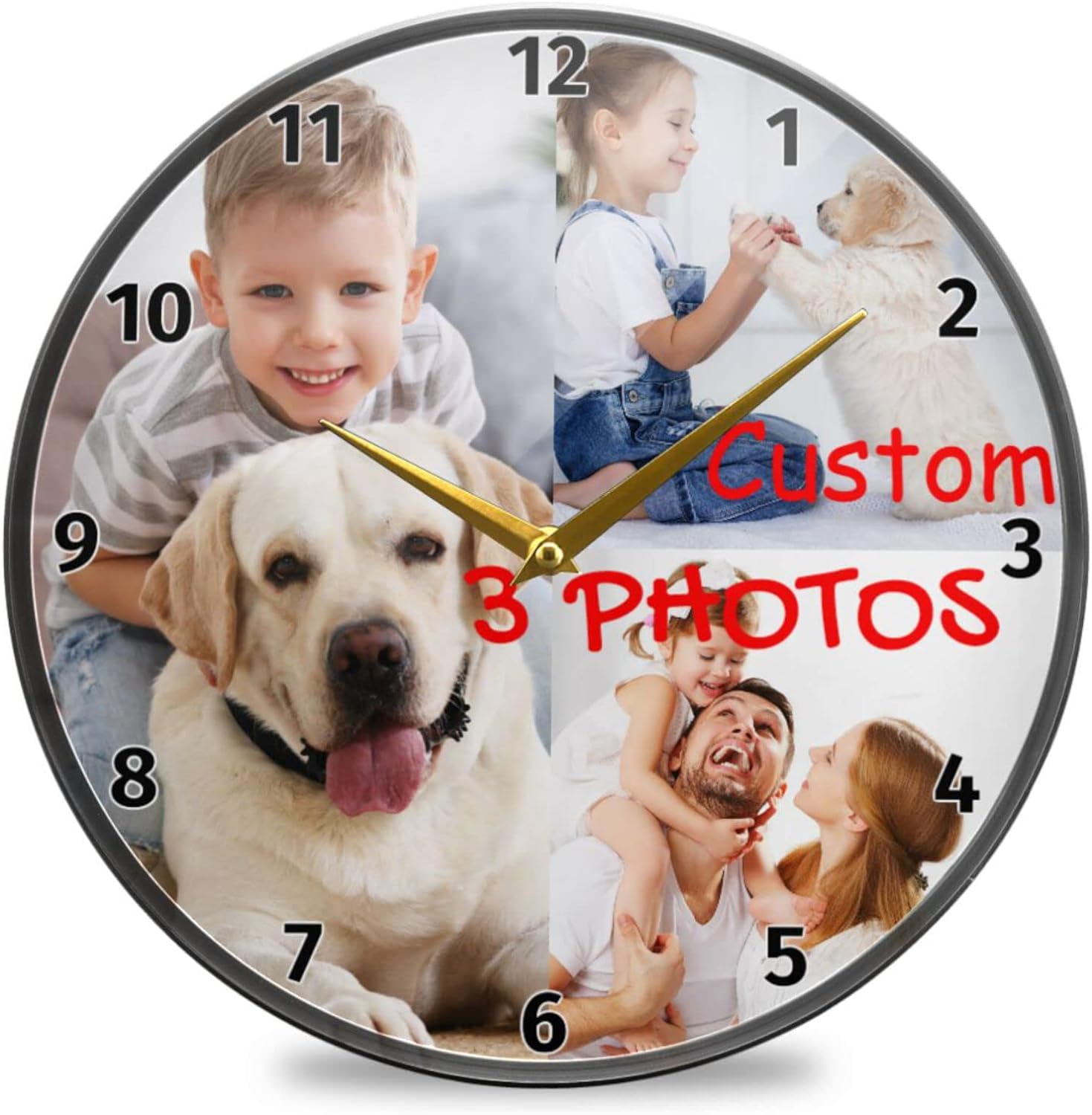GZHJMY Custom Photo Personalized Wall Clock Silent Non Ticking Wall ...
