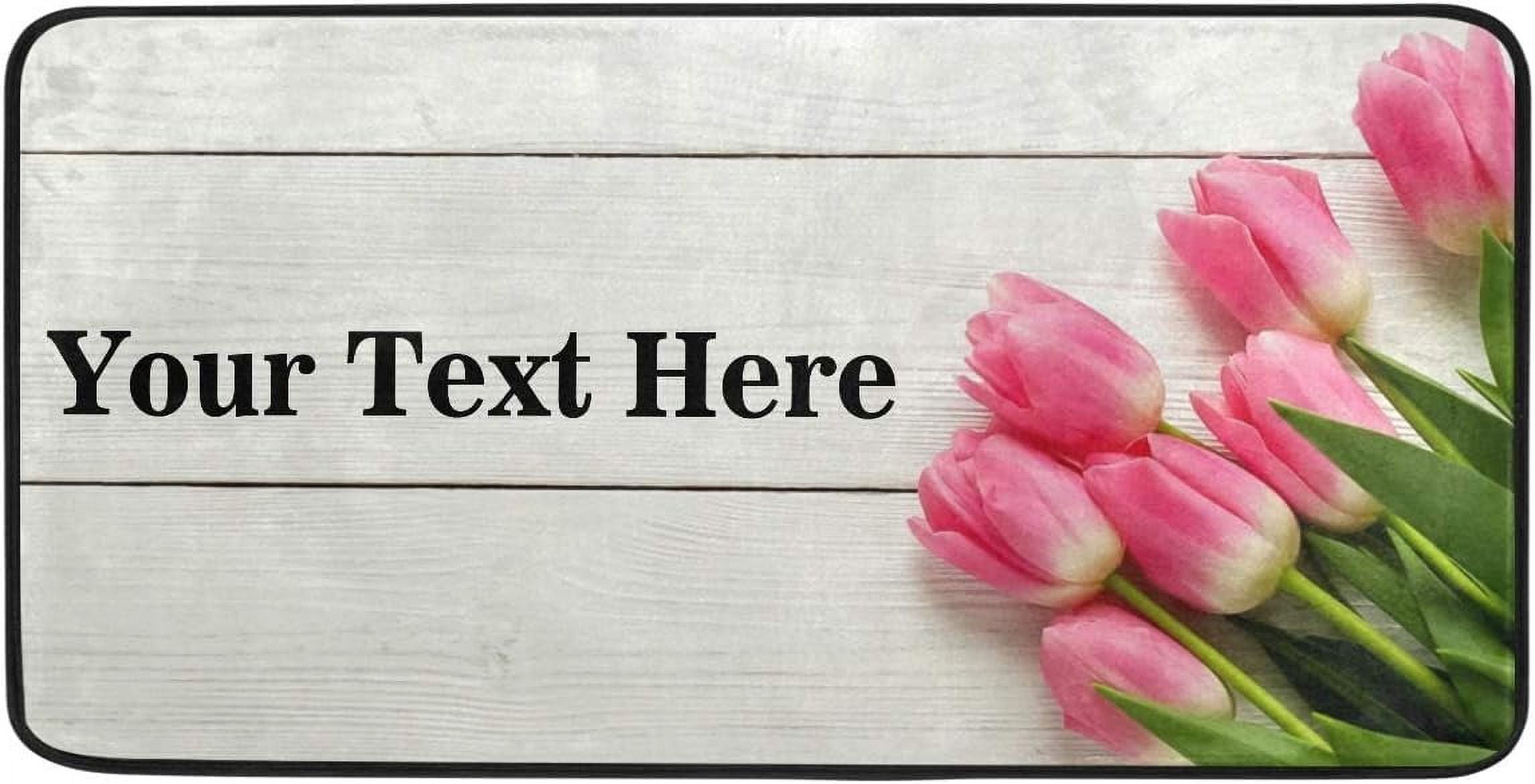 GZHJMY Custom Pink Tulips Kitchen Rug Flowers Door Mat Bath Rug ...