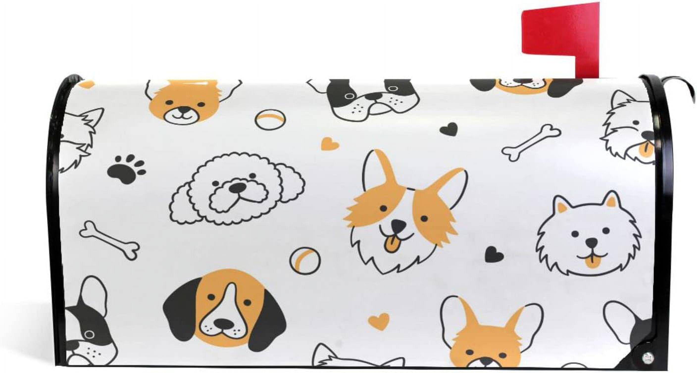 GZHJMY Cute Animals Dogs Magnetic Mailbox Cover Large Size Mailbox ...
