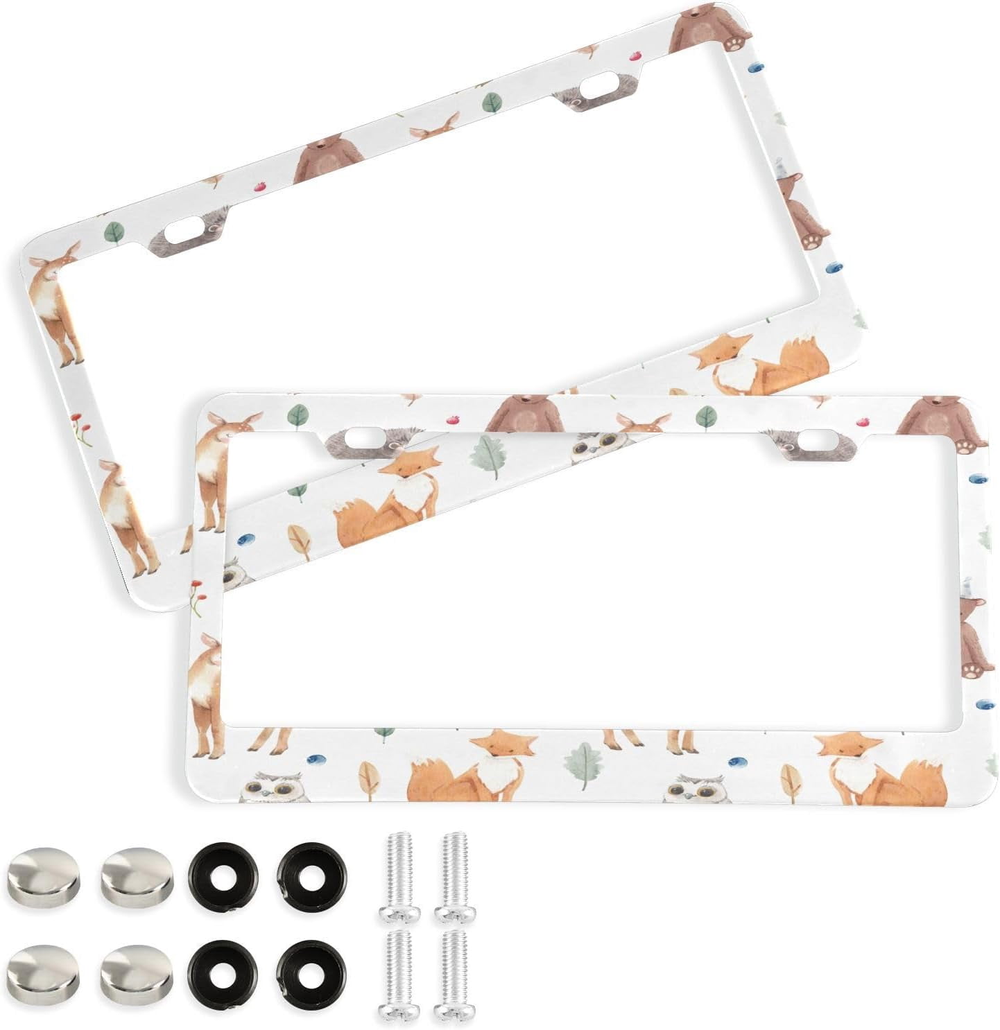 GZHJMY Cute Animals License Plate Frames Set of 2, Universal Aluminum ...