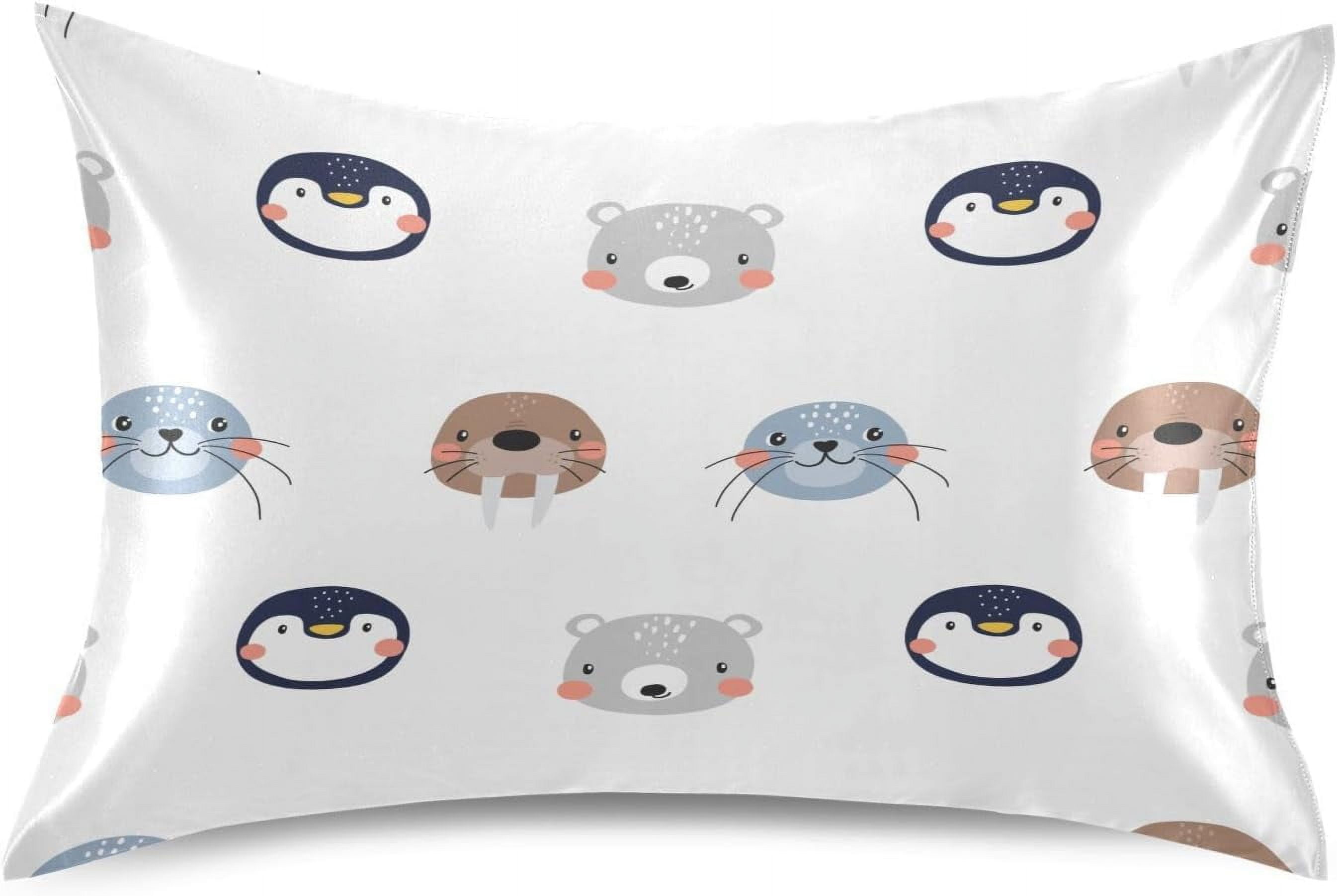 GZHJMY Cute Arctic Animals Satin Pillowcase for Hair and Skin, Soft and ...