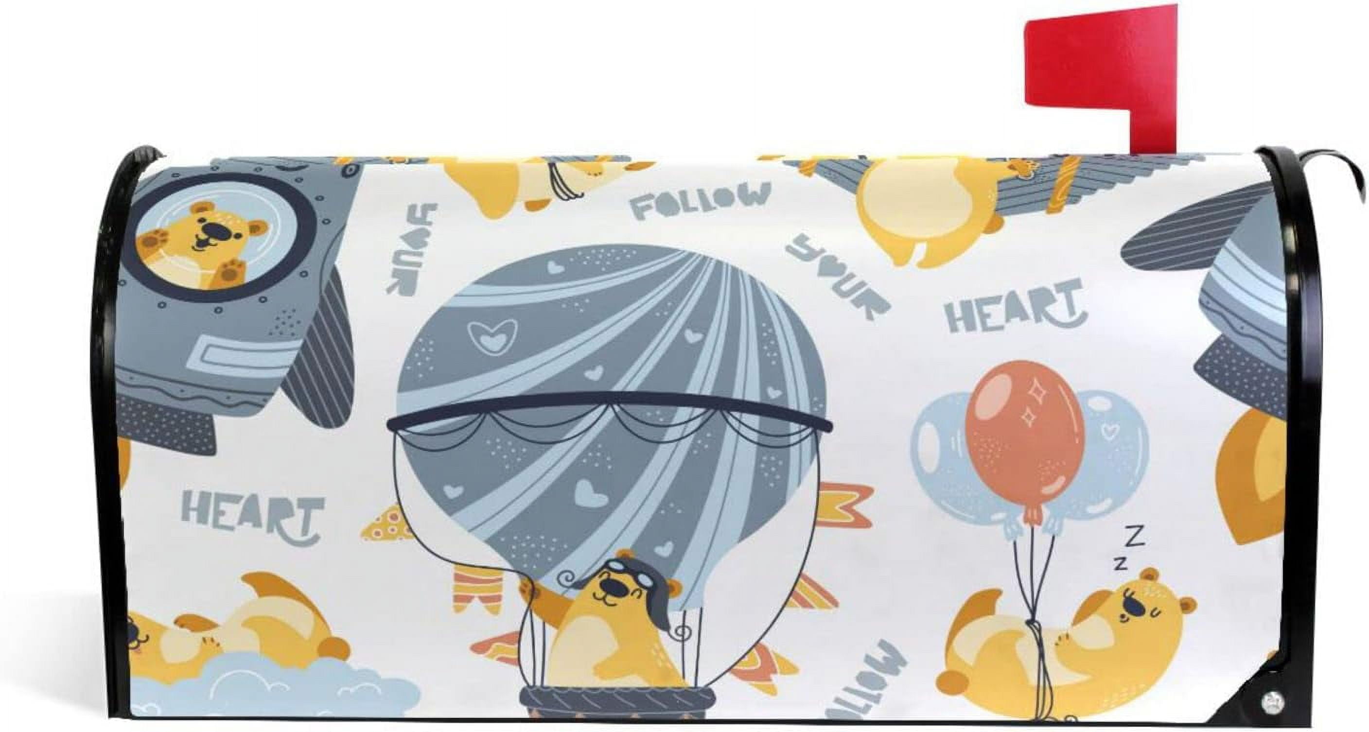 GZHJMY Cute Bear Air Balloon Clouds Magnetic Mailbox Cover Standard ...