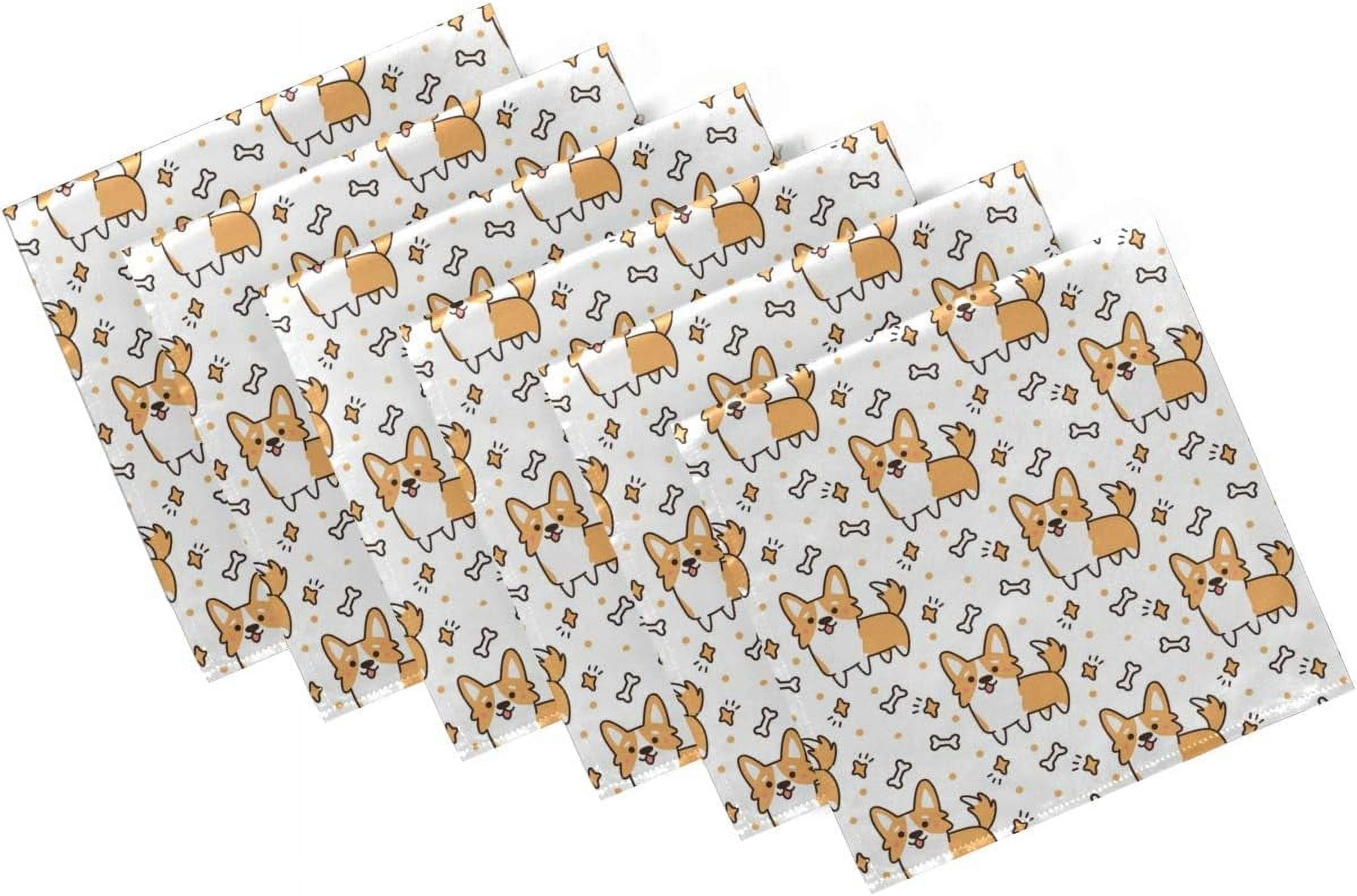 GZHJMY Cute Breed Welsh Corgi Dogs Cloth Napkins, Set of 6 20 x 20 Inch ...