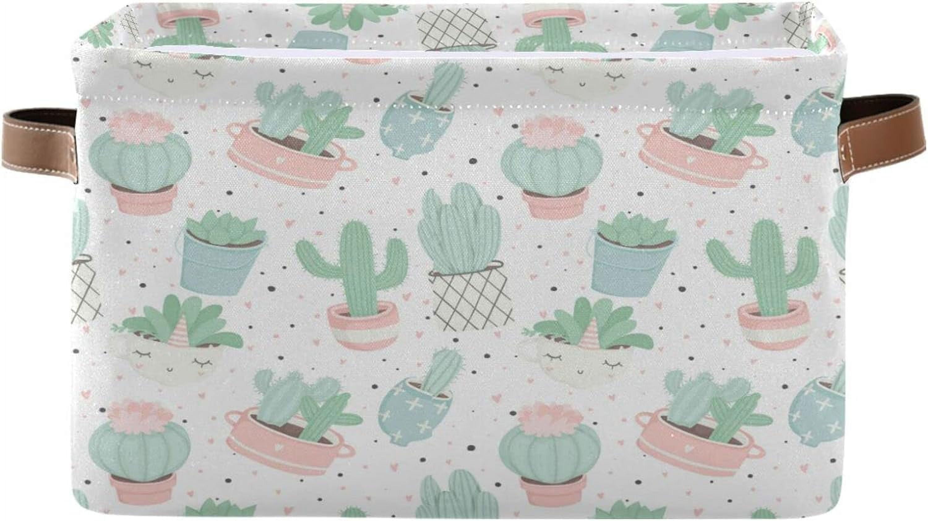 GZHJMY Cute Cacti Large Square Storage Basket Bin with Handles 1PCS ...