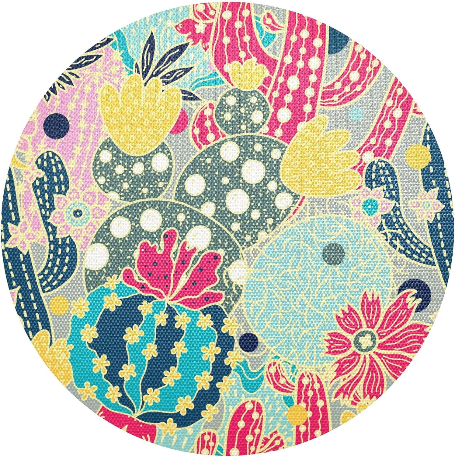 GZHJMY Cute Cactus Round Placemats for Dining Table Set of 4 Washable ...