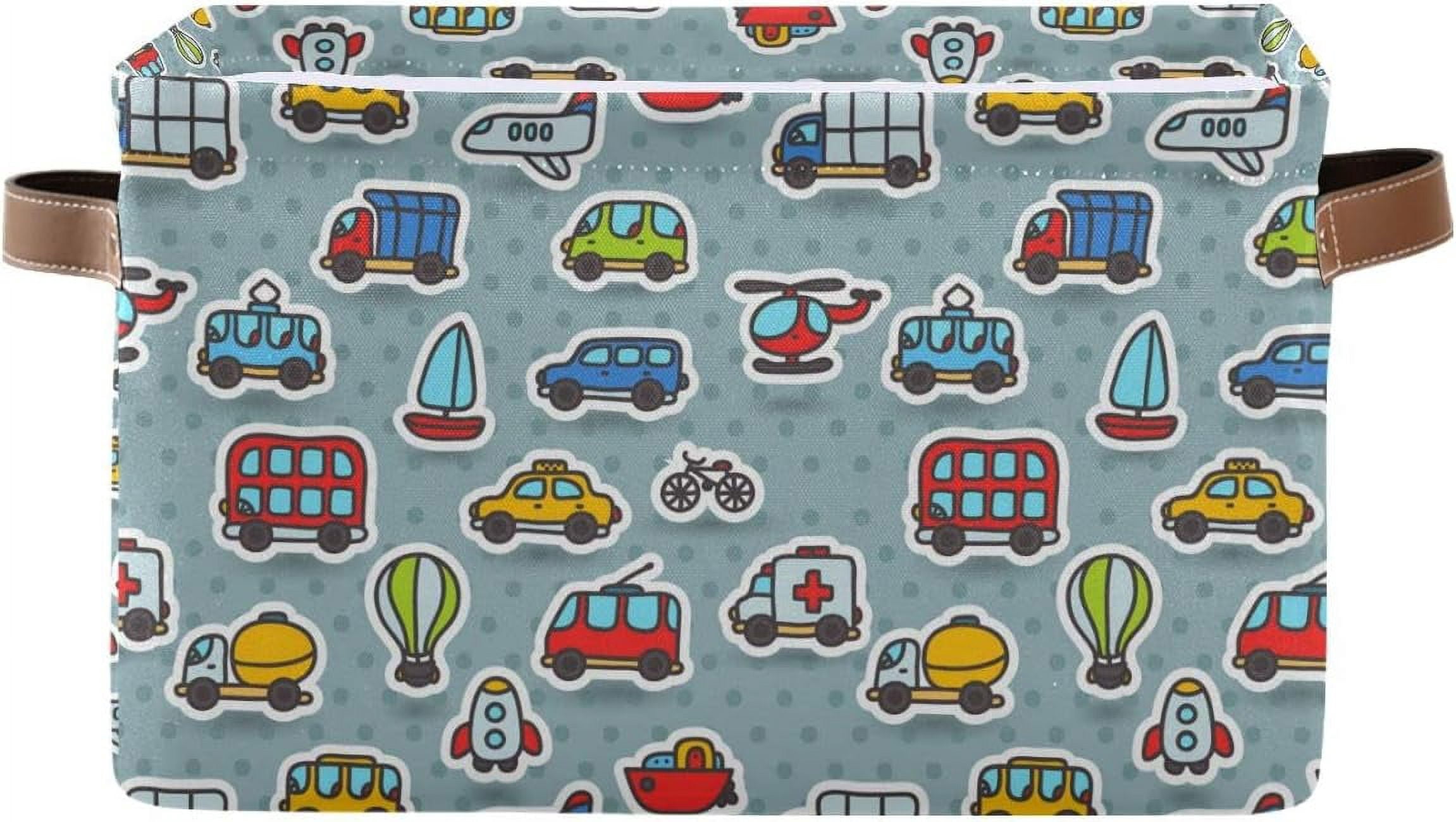 GZHJMY Cute Cartoon Cars Transport Square Storage Basket Storage Bins ...