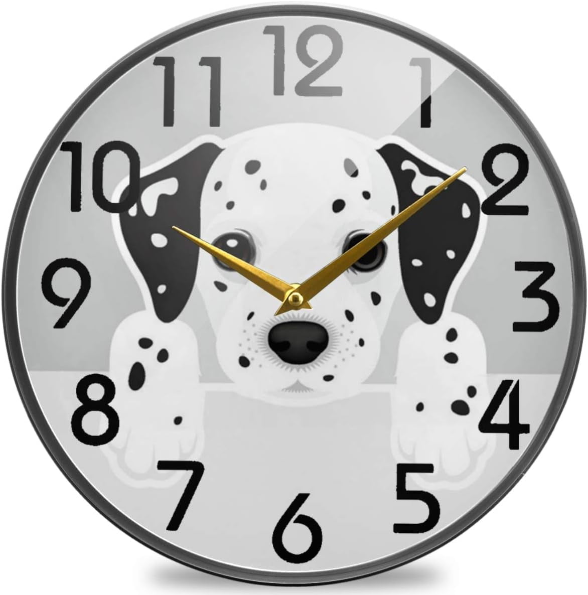 GZHJMY Cute Cartoon Dalmatian Dog Print Round Wall Clock, 9.5 Inch ...