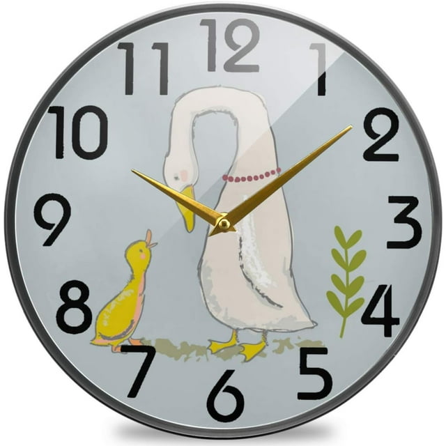 GZHJMY Cute Cartoon Farm Birds Goose Duck Round Wall Clock, 9.5 Inch ...