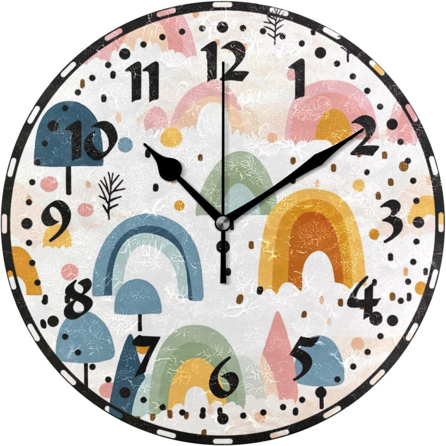 GZHJMY Cute Cartoon Rainbows Wall Clock, PVC Silent Non Ticking 10 Inch ...