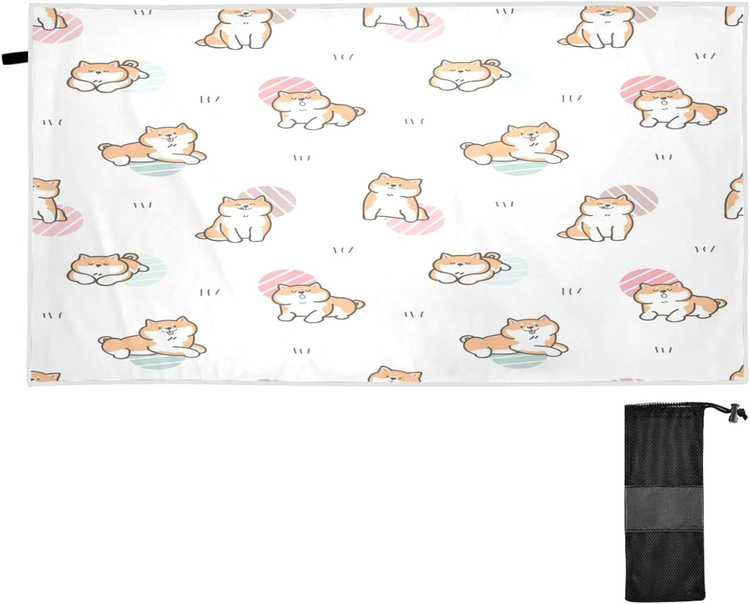 GZHJMY Cute Cartoon Shiba Inu Dog Beach Towel Oversized Towel Blanket ...