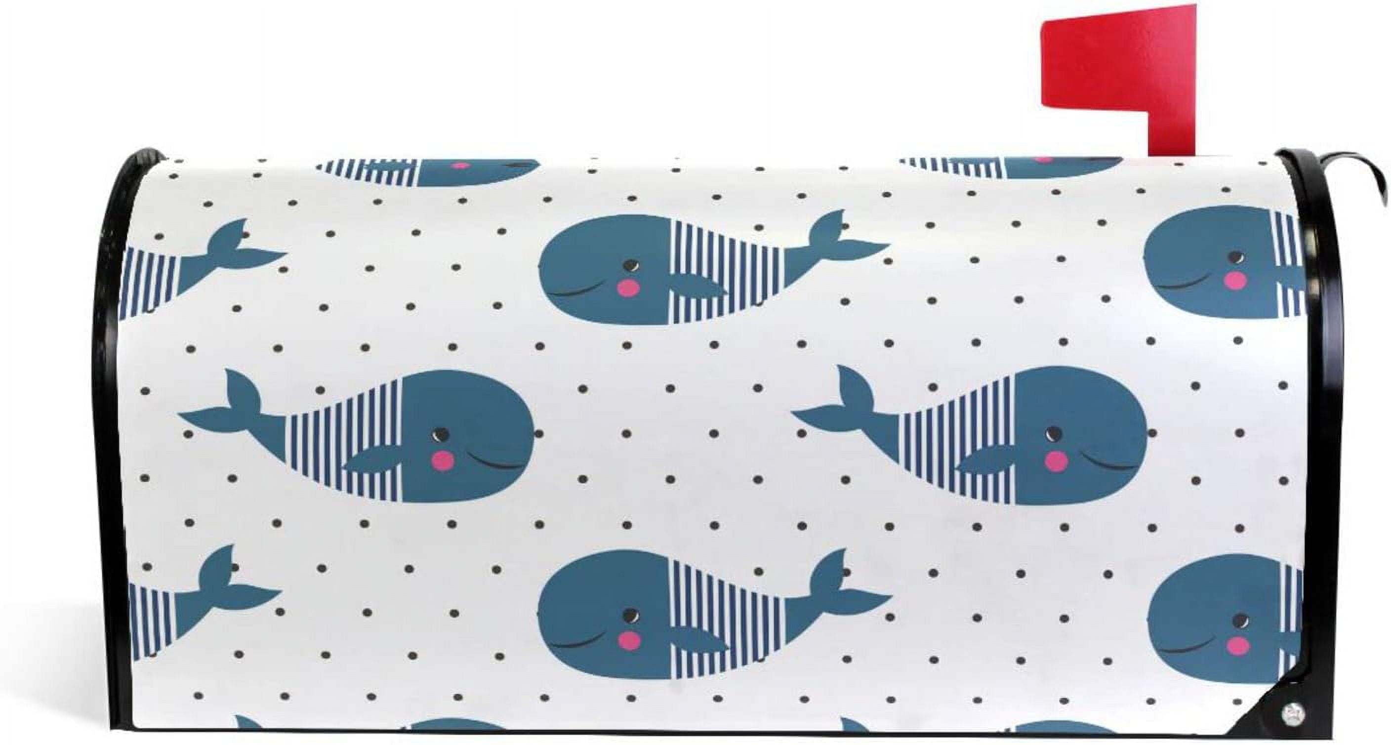 GZHJMY Cute Cartoon Whales Polka Dots Magnetic Mailbox Cover Standard ...