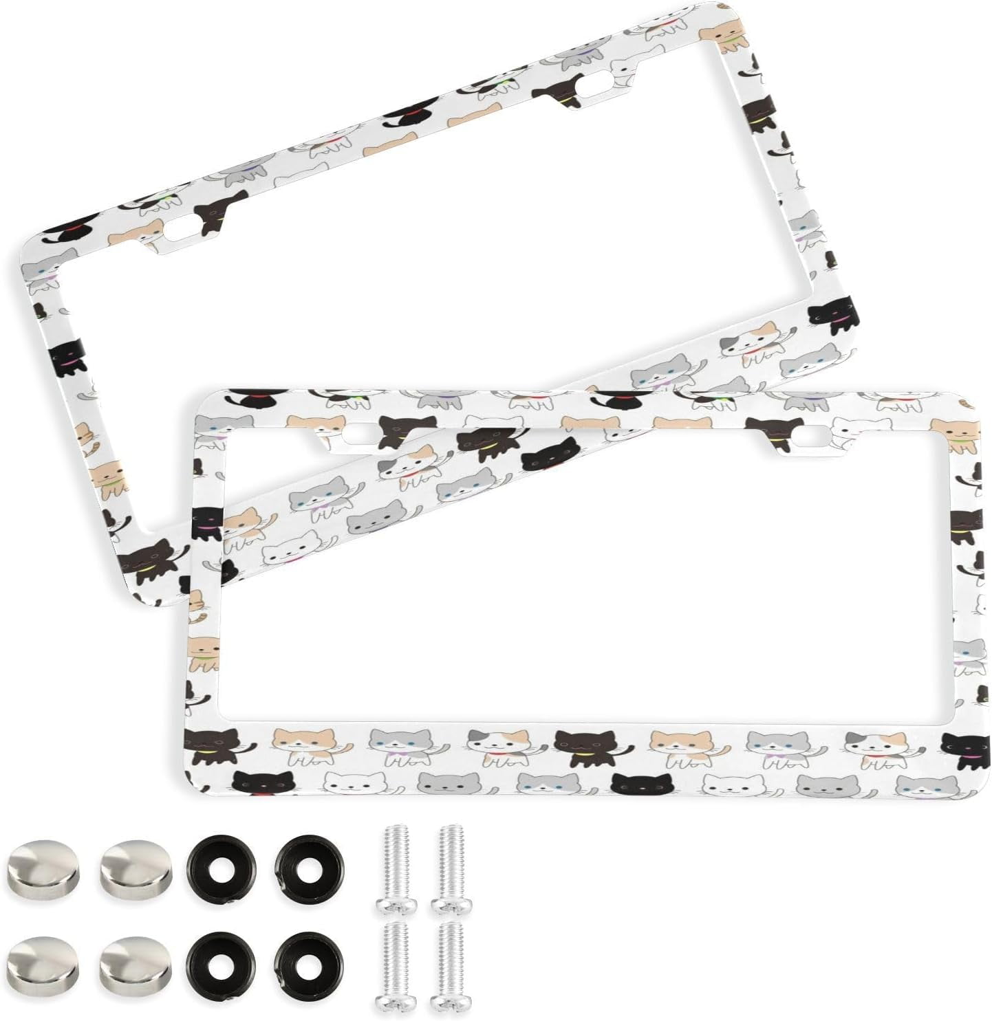 GZHJMY Cute Cat Animal License Plate Frames Set of 2, Universal ...