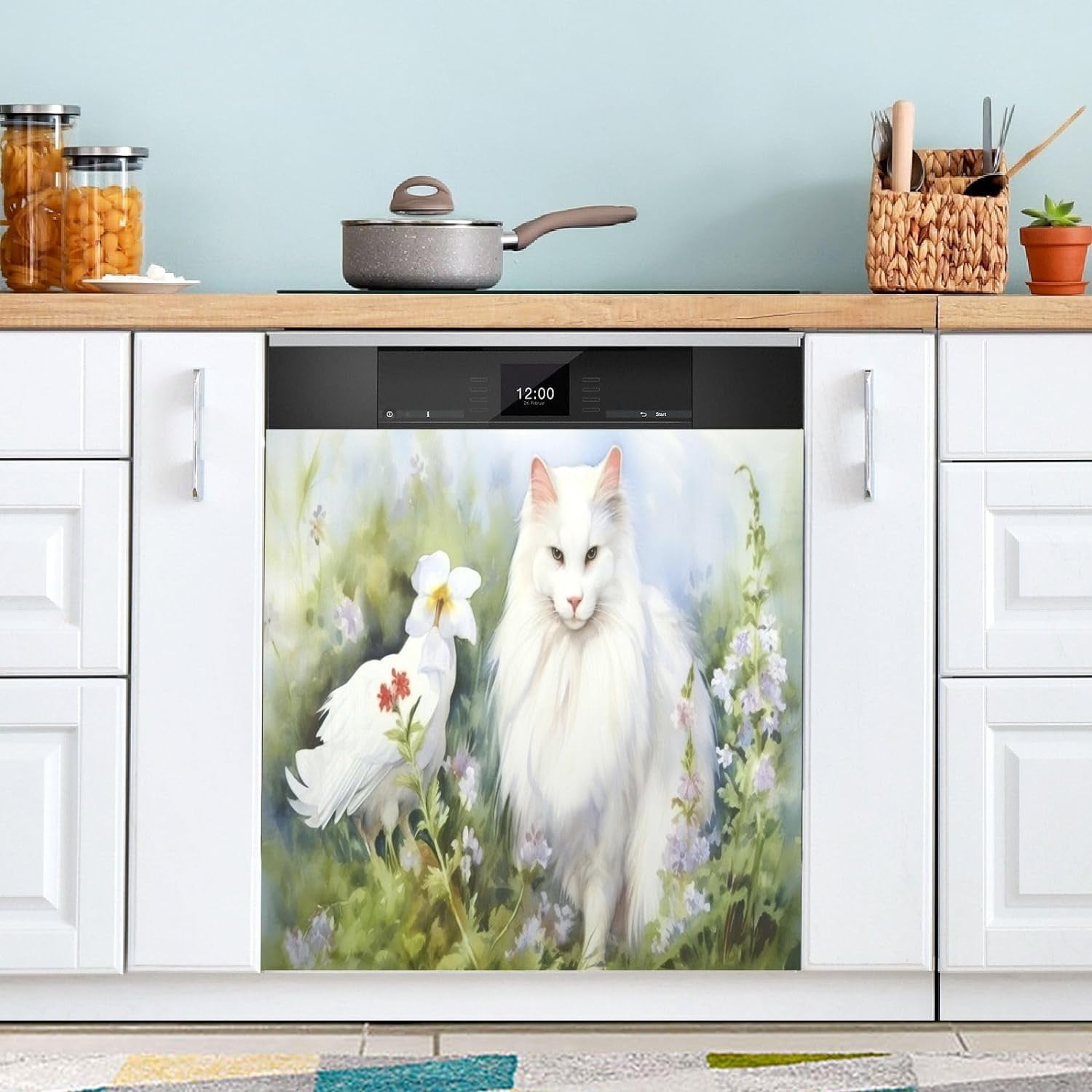 GZHJMY Cute Cat Dishwasher Magnet Cover Dishwasher Front Door Cover ...