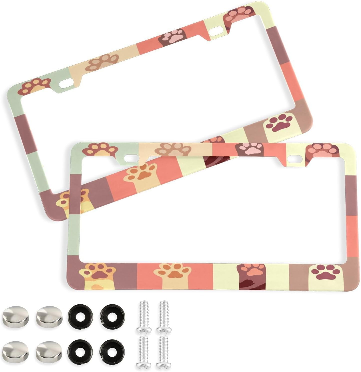 GZHJMY Cute Cat Paws License Plate Frames Set of 2, Universal Aluminum ...