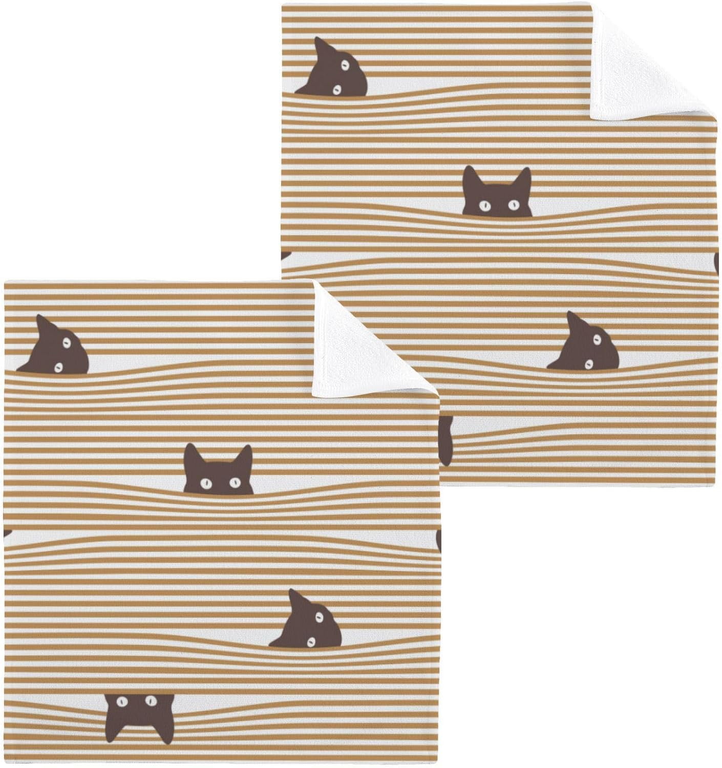 GZHJMY Cute Cat Washcloths 2 Pack, Lightweight Quick Dry Pure Cotton ...