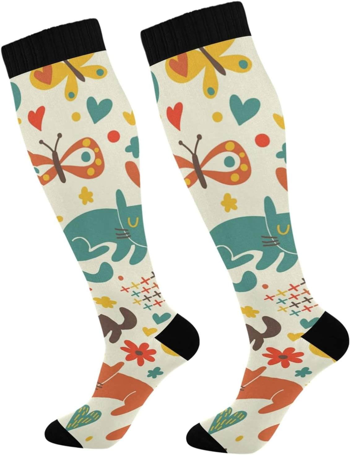 GZHJMY Cute Cats 20-30mmHg Compression Socks for Men & Women, Knee High ...