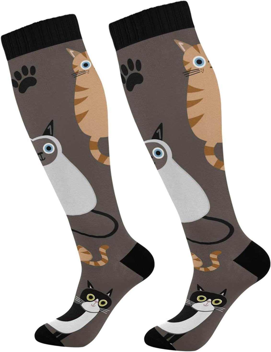 GZHJMY Cute Cats 20-30mmHg Compression Socks for Men & Women, Knee High ...