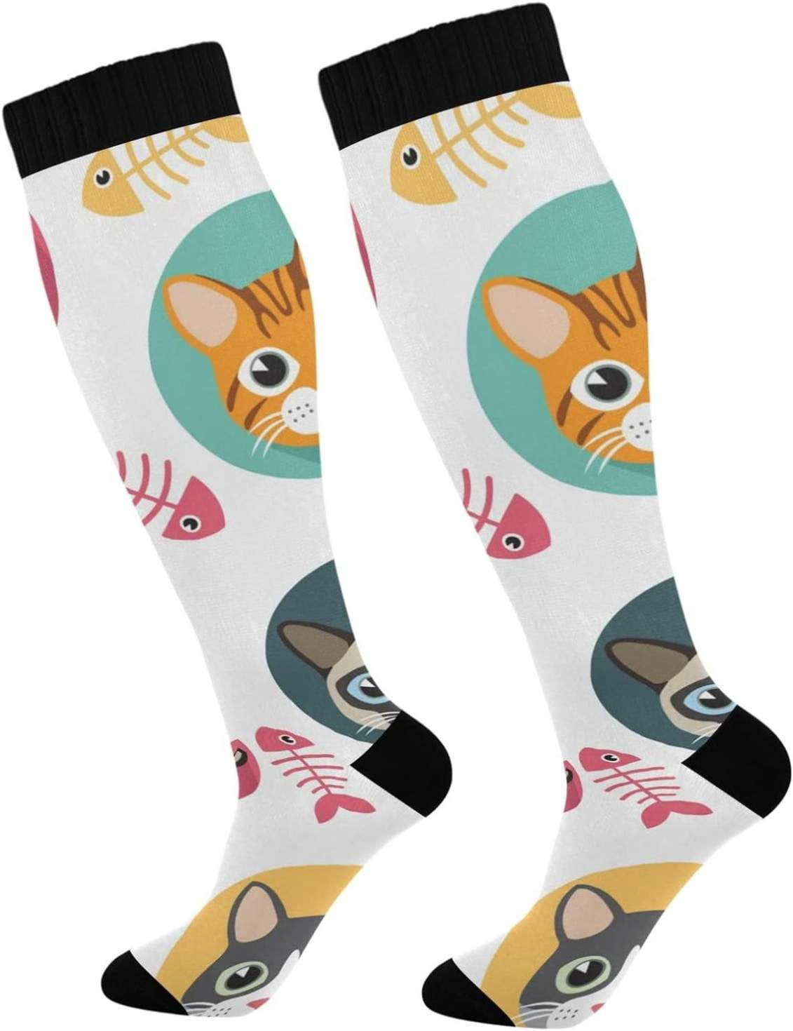 GZHJMY Cute Cats 20-30mmHg Compression Socks for Men & Women, Knee High ...