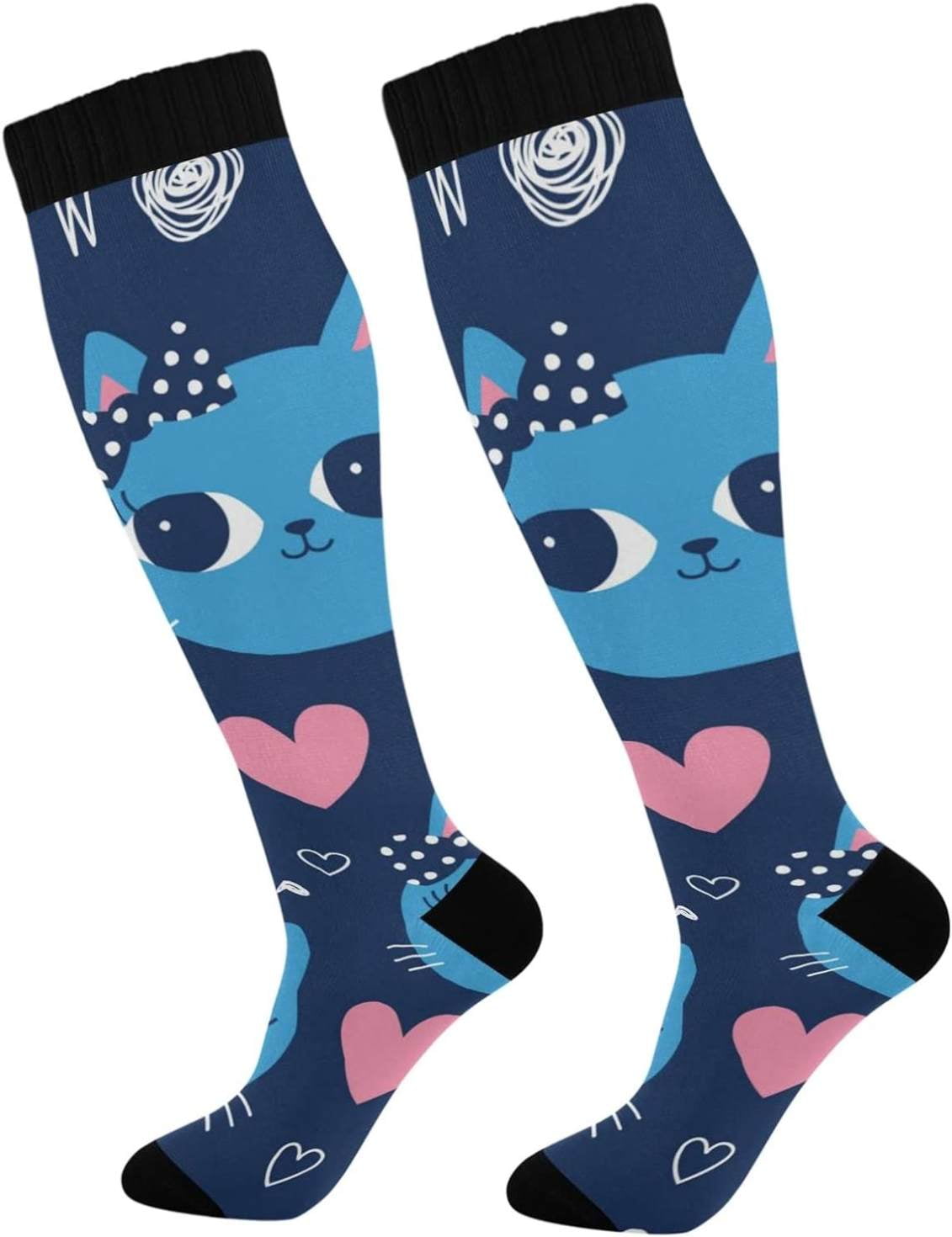 GZHJMY Cute Cats 20-30mmHg Compression Socks for Men & Women, Knee High ...
