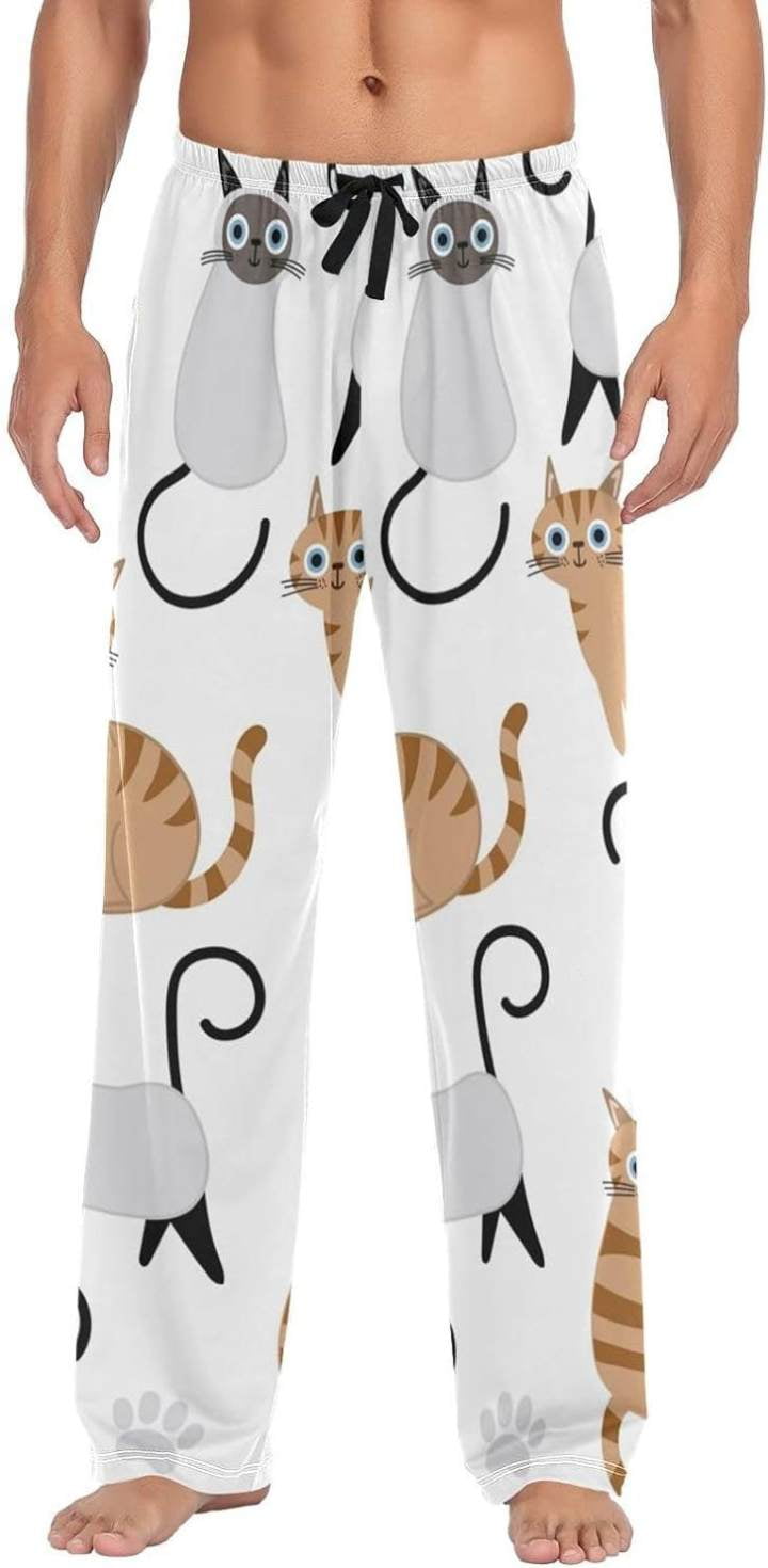 GZHJMY Cute Cats Pajama Pants For Men, Men's Separate Bottoms, Small ...