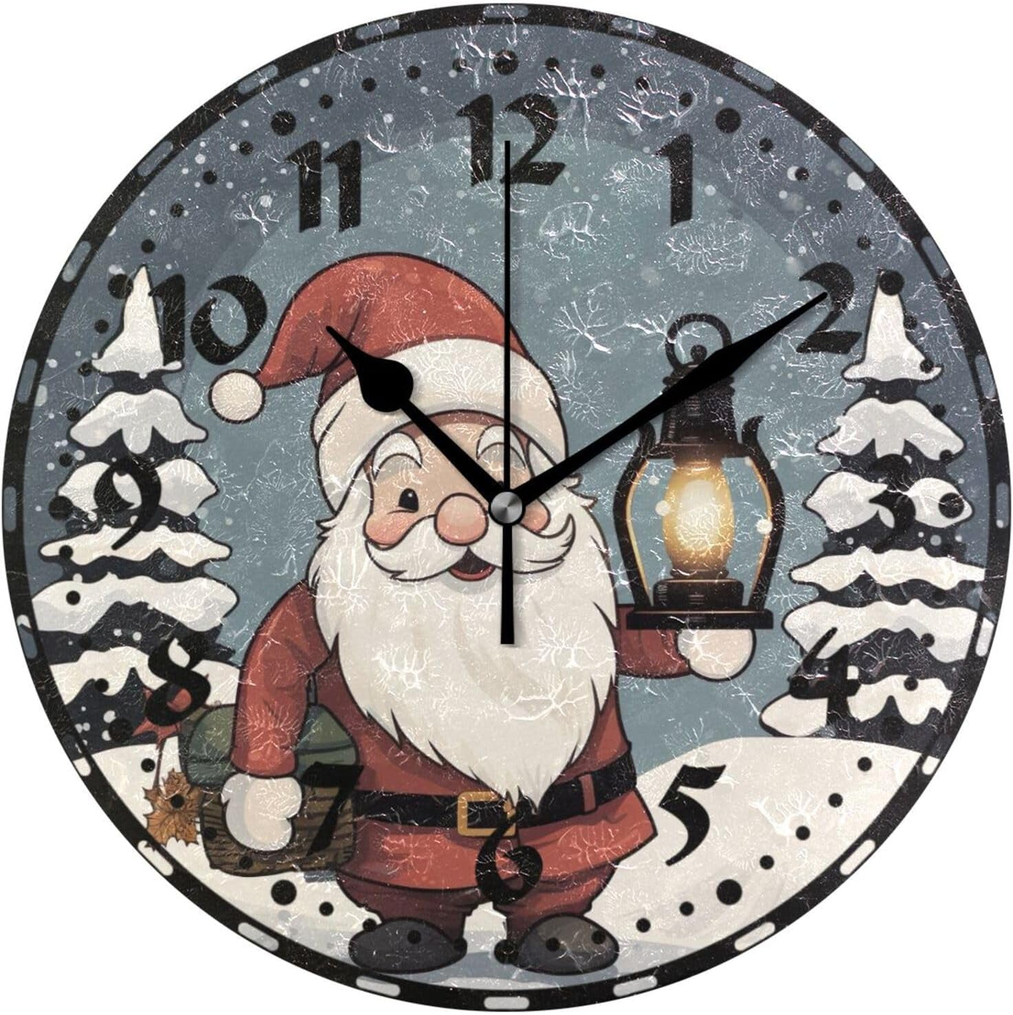 GZHJMY Cute Christmas Gnome Wall Clock, PVC Silent Non Ticking 10 Inch ...