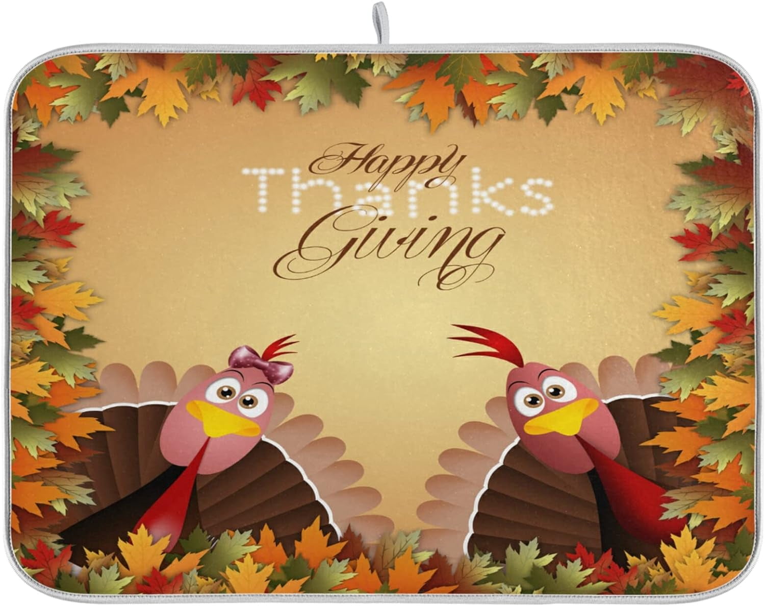 GZHJMY Cute Couple Turkey Leaves Thanksgiving Absorbent Dish Drying Mat ...