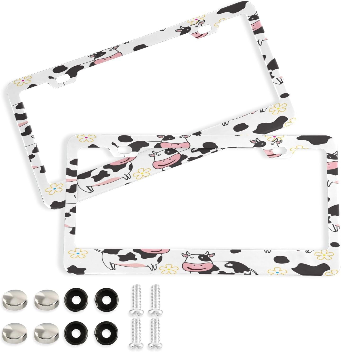 GZHJMY Cute Cow License Plate Frames Set of 2, Universal Aluminum ...